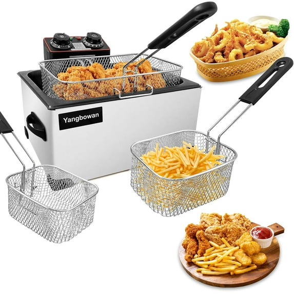 5L 1300W Deep Fryer with 3 Baskets, Electric Deep Fryer for Home Use ...