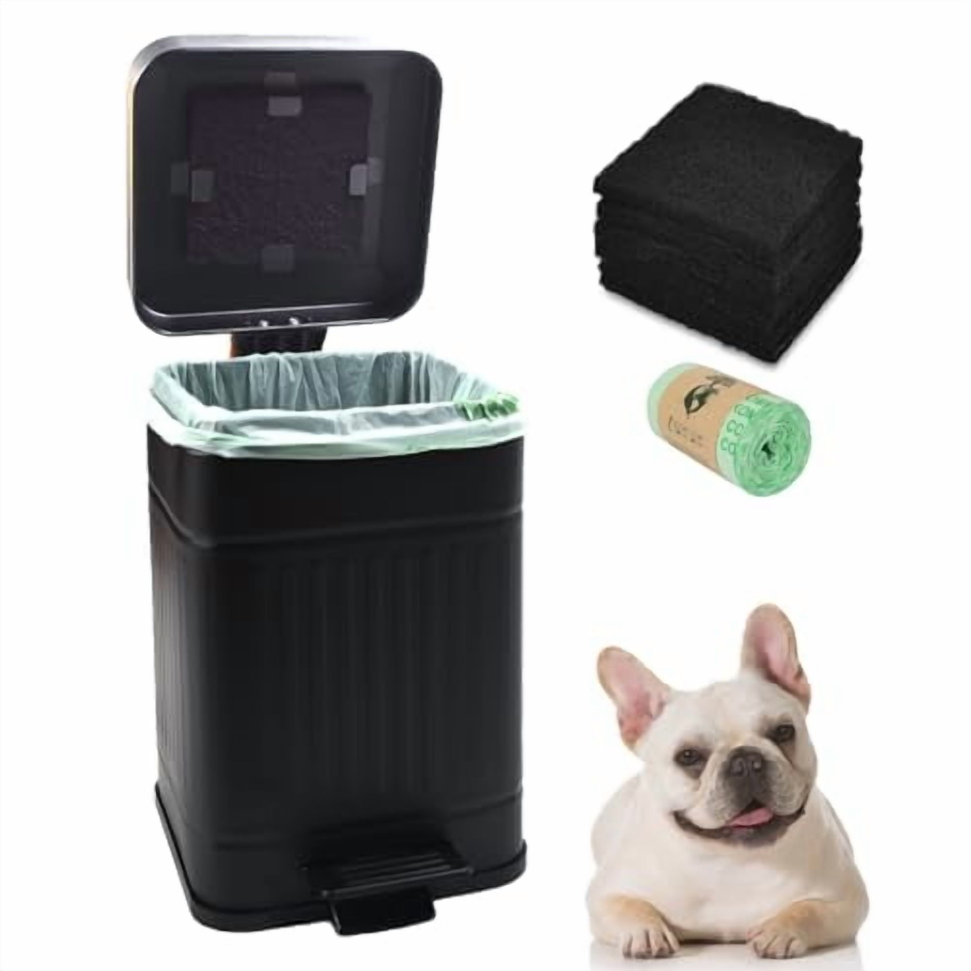 5L Dog Poop Trash Can with Lid for Outdoors，1.3 Gallon Trash Can with ...