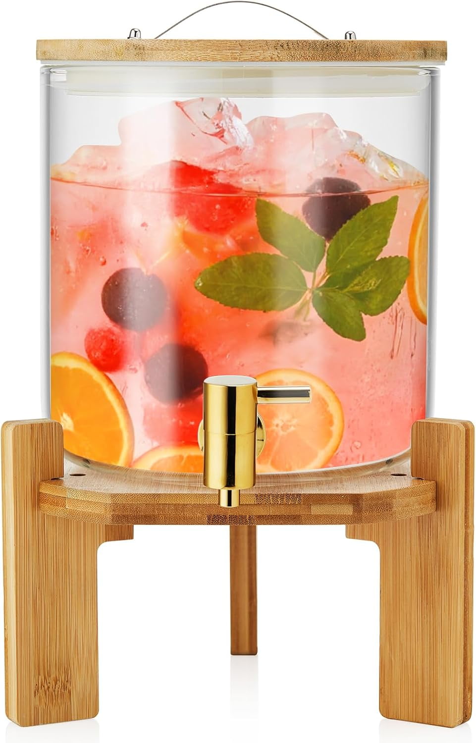 5L Glass Drink Dispenser with Stand, Glass Beverage Dispenser with ...