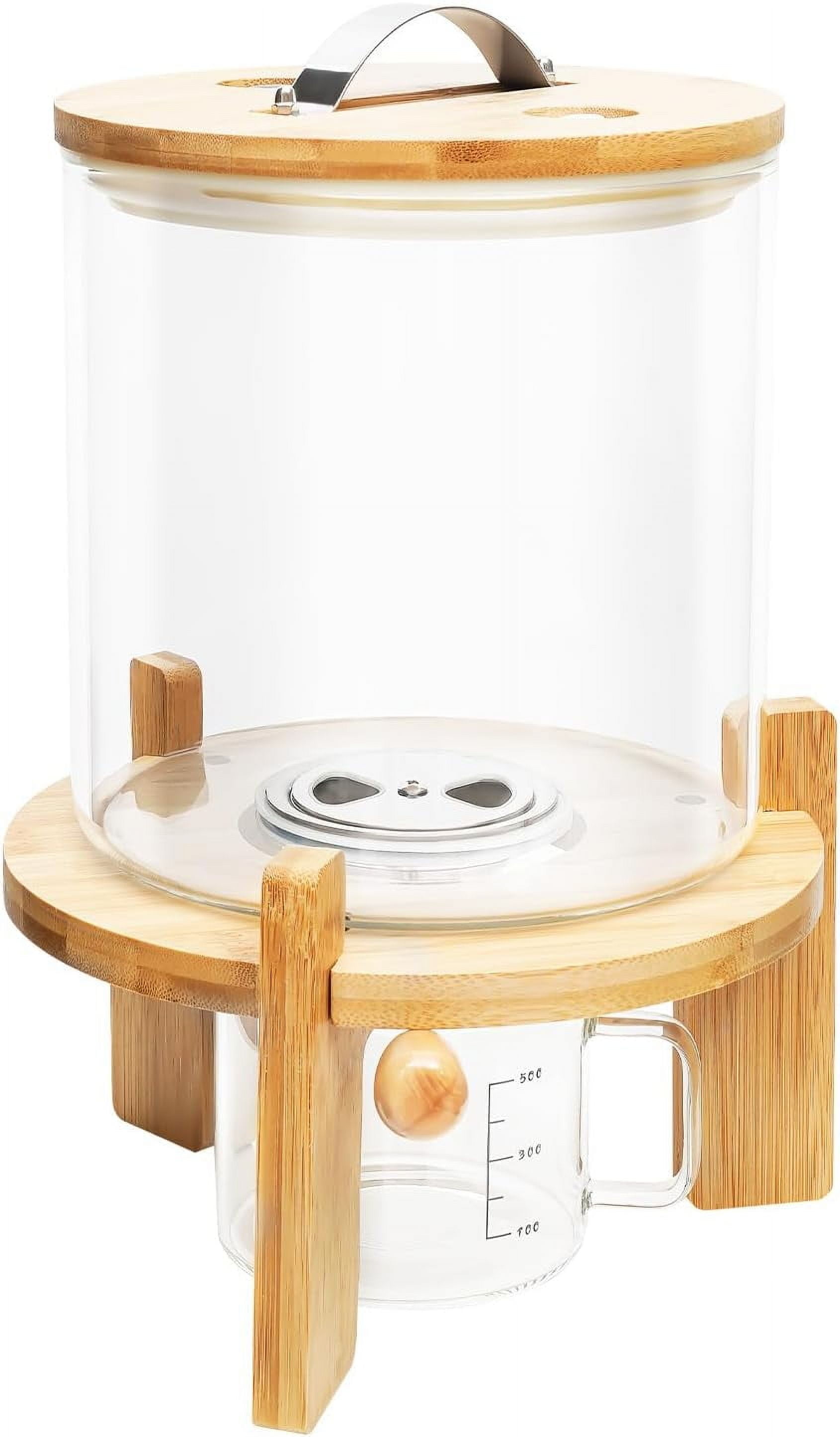 5L Glass Rice Dispenser, Grain Dispenser Glass Bucket, Glass Food ...