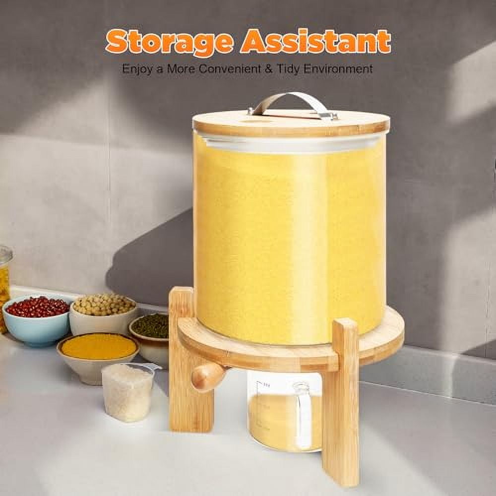 5L Glass Rice Dispenser, Grain Dispenser Glass Bucket, Glass Food ...