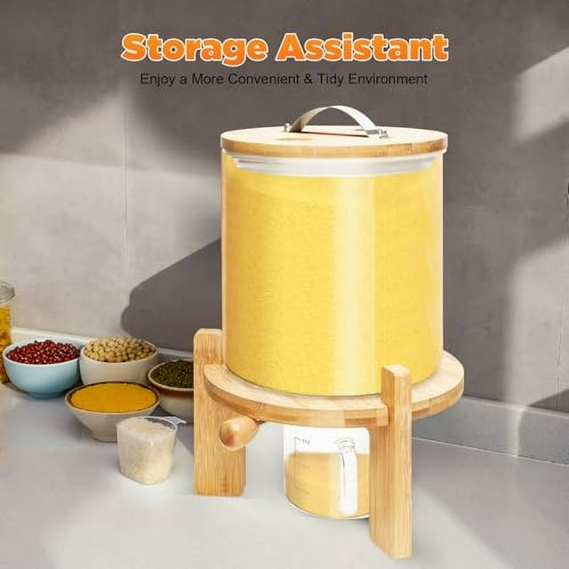 5L Glass Rice Dispenser, Grain Dispenser Glass Bucket, Glass Food ...