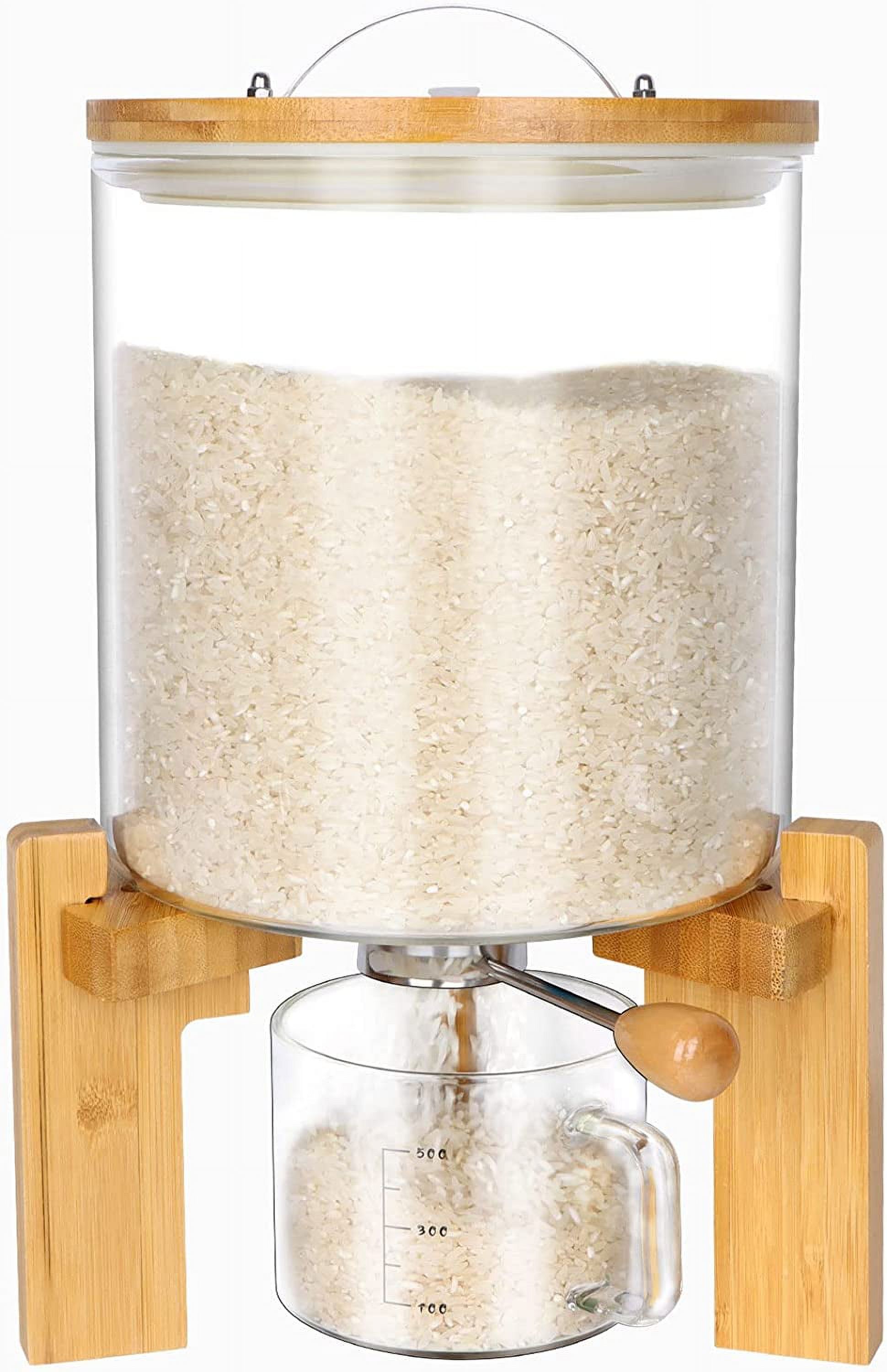 5L Glass Rice Dispenser Large Flour and Cereal Container Rice Storage ...