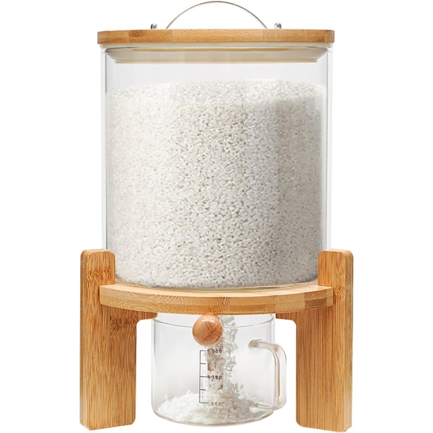 5L Grain Dispenser Multigrain Storage Jar Clear Glass Rice Flour ...