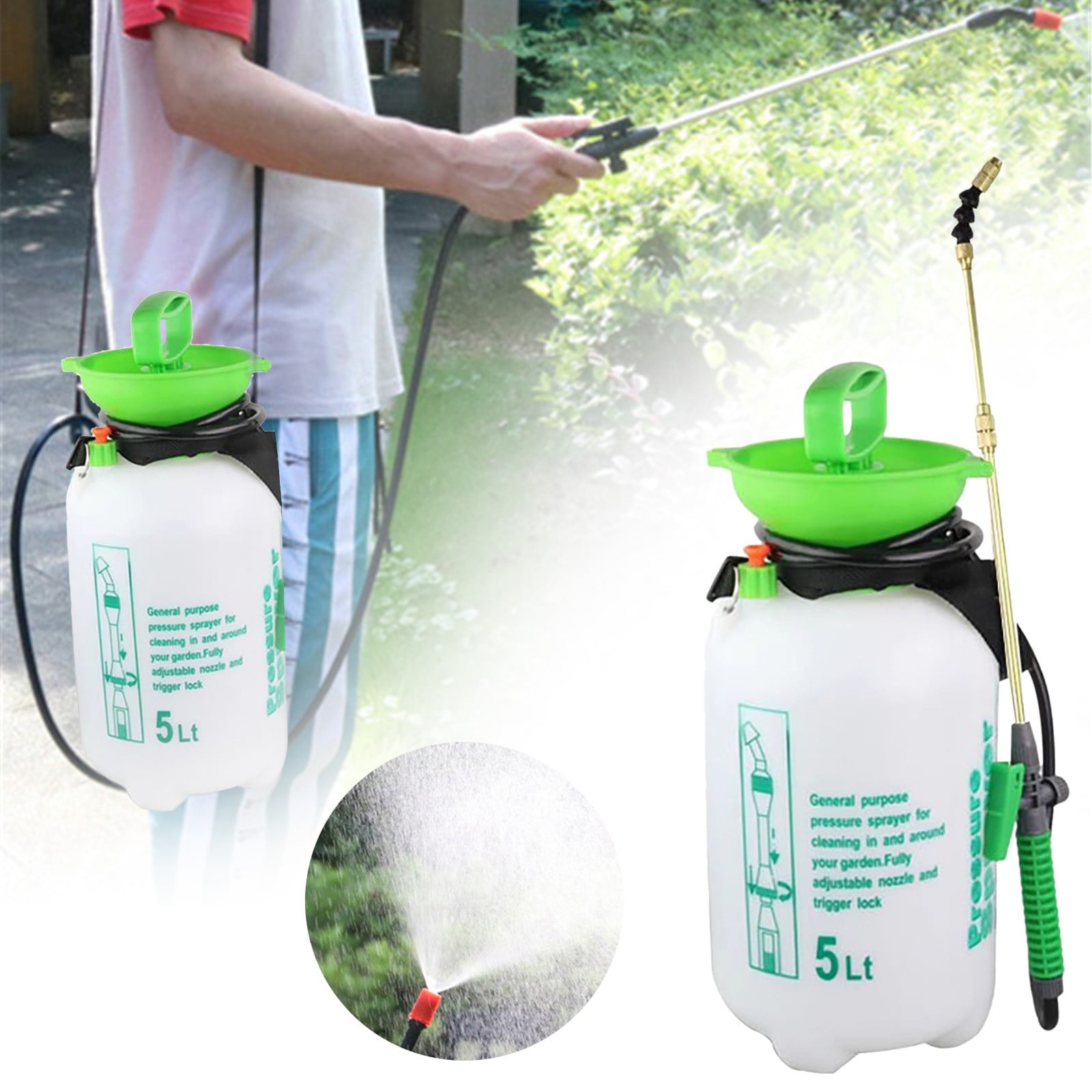 5L Pressurized Hand Sprayer - Multi-Purpose Garden Sprayer 1.3 Gallon ...