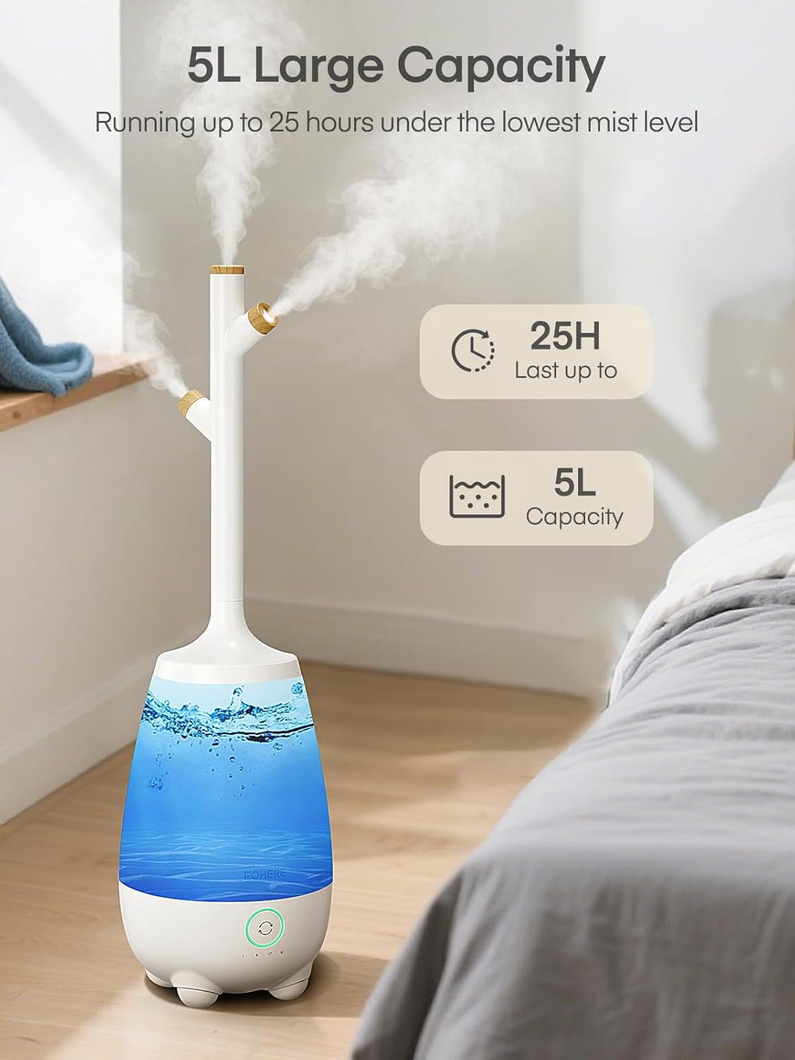 5L Quiet Cool Mist Humidifier for Large Room with Remote, Essential Oil ...