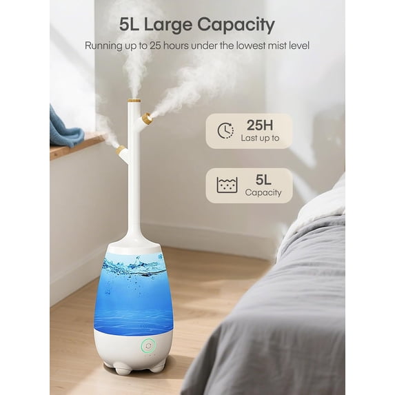 5L Quiet Cool Mist Humidifier for Large Room with Remote, Essential Oil ...