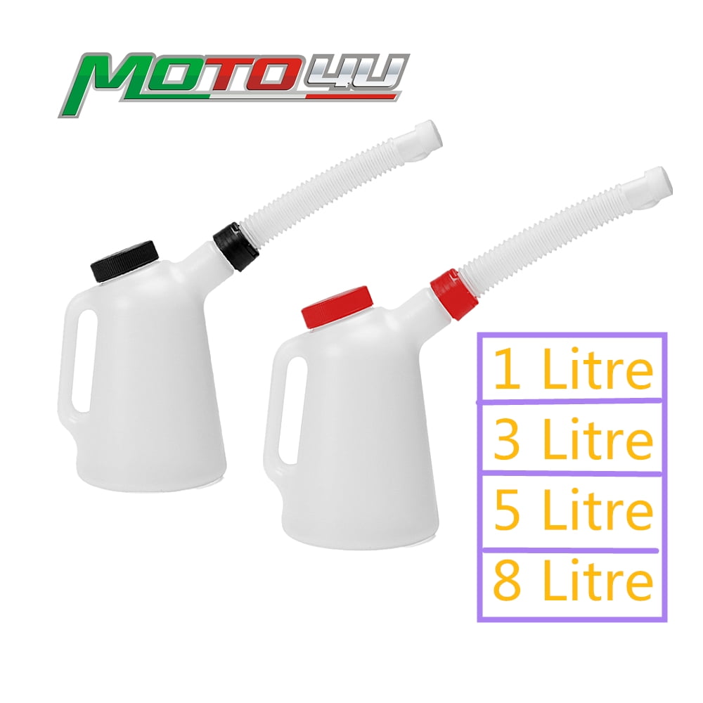 5L RED-Universal Garage Oil Measuring Jug with Flexible Spout, Omicrophone Plastic Oil Pot for ...