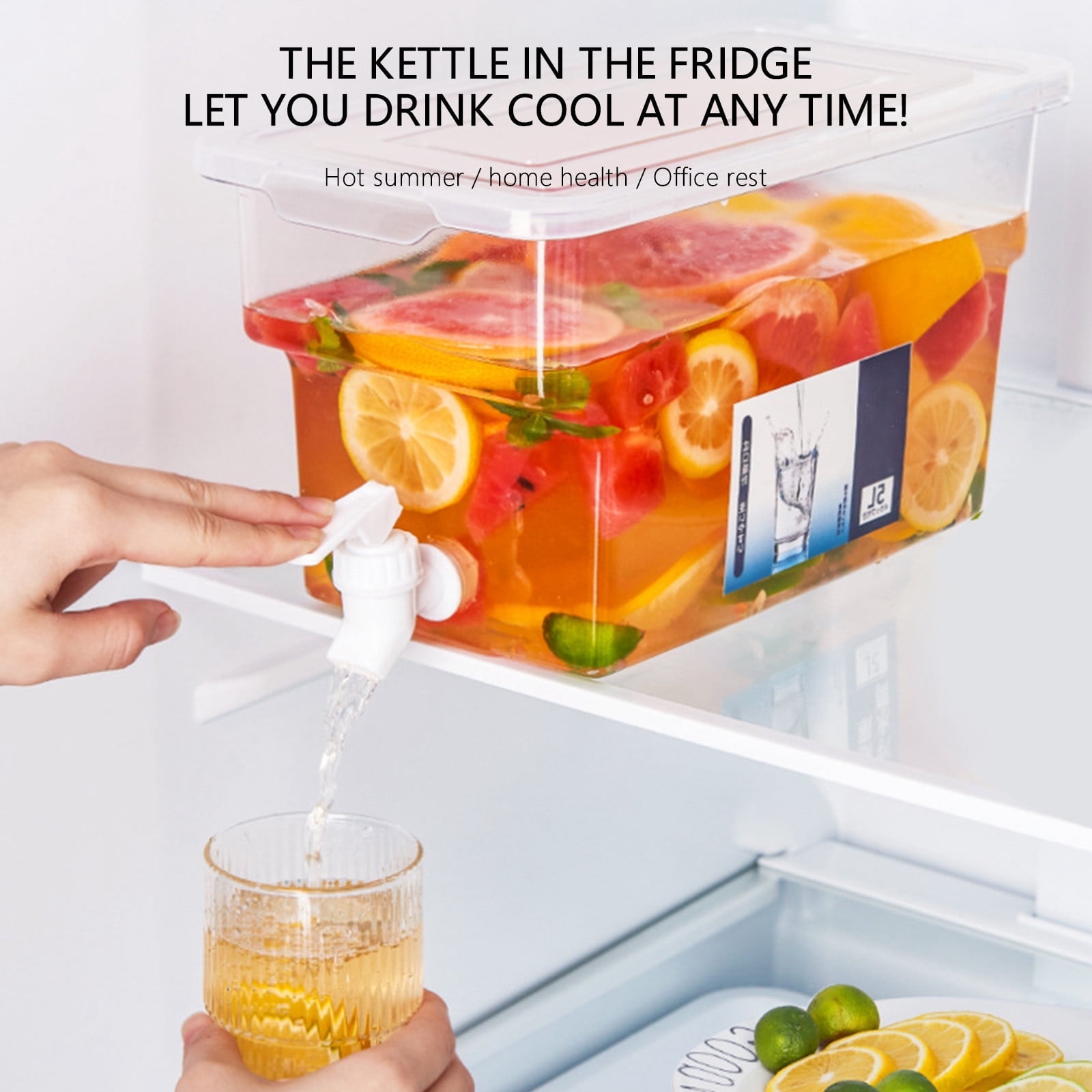 5L Refrigerator Water Dispenser with Built-in Faucet - Large Capacity ...