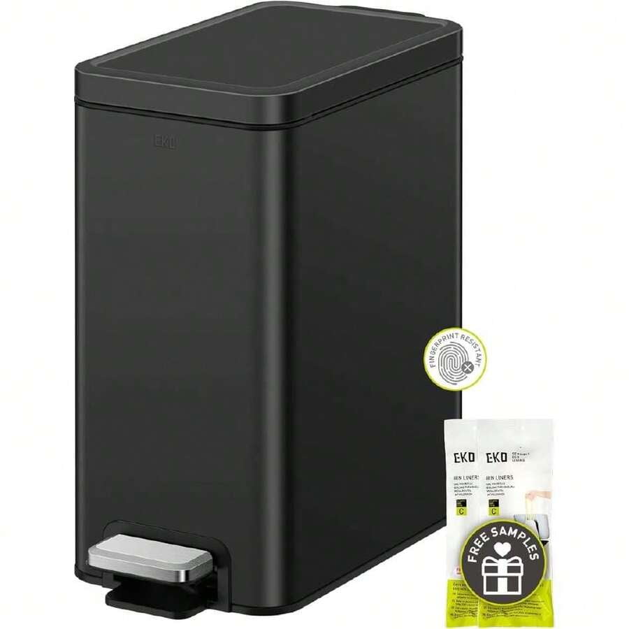 5L Step Trash Can With Lid，Stainless Steel Removable Bucket，Compact For ...