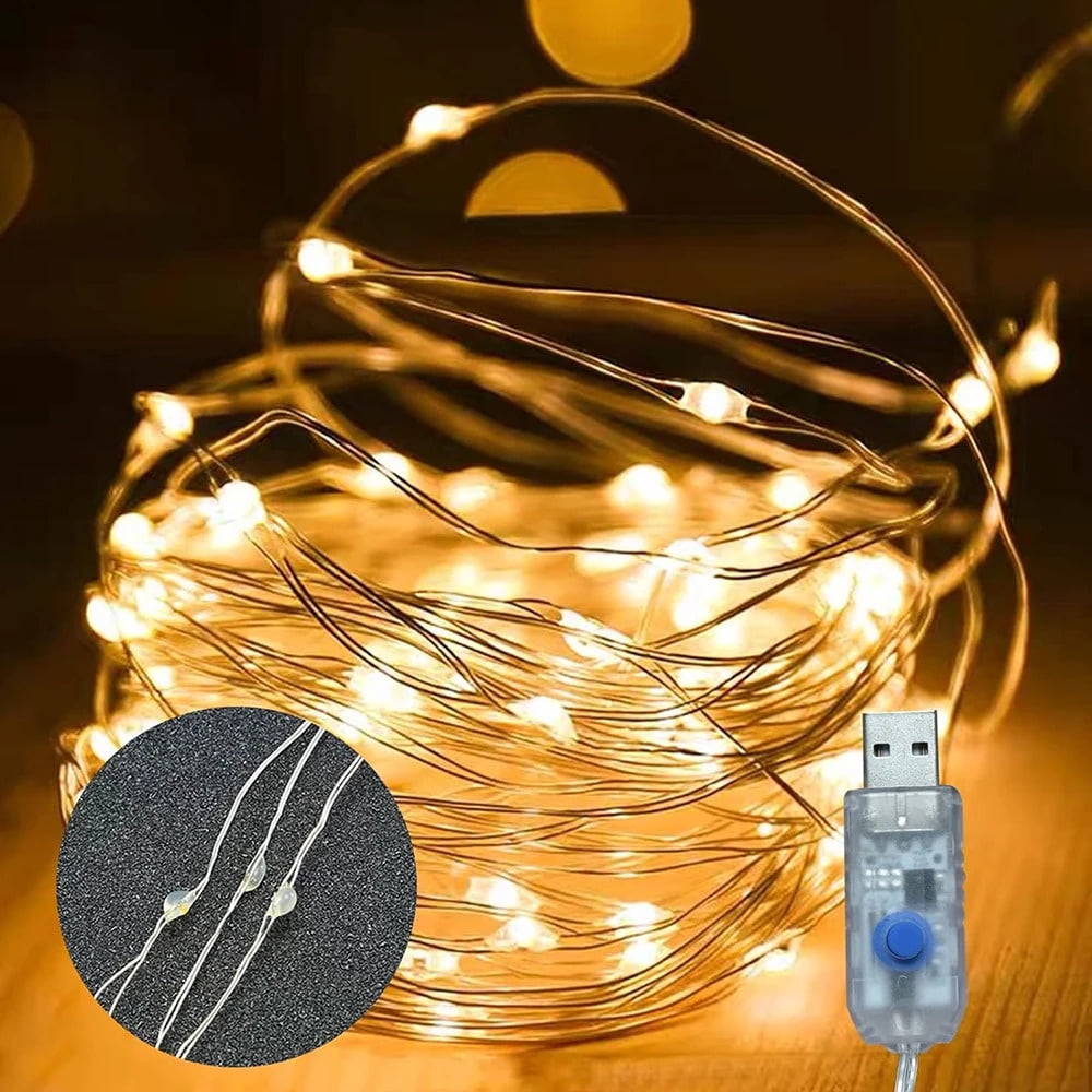 5M/10M/20M USB LED String Lights Copper Silver Wire Garland Light ...