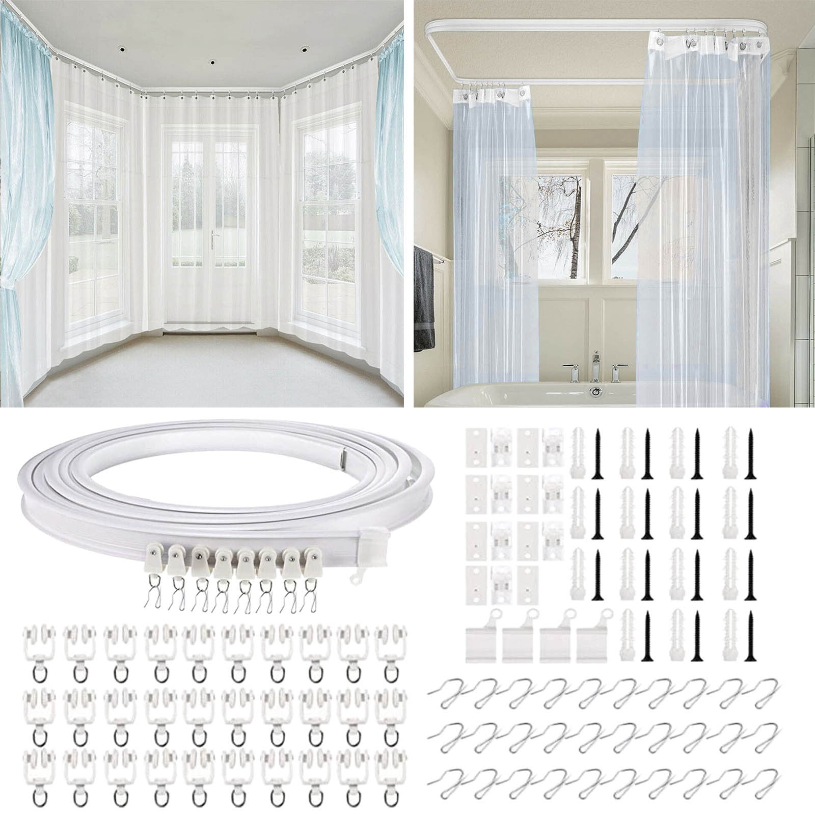 5M 16.4 Ft Mount Curved Ceiling Curtain Track Bendable for Window ...