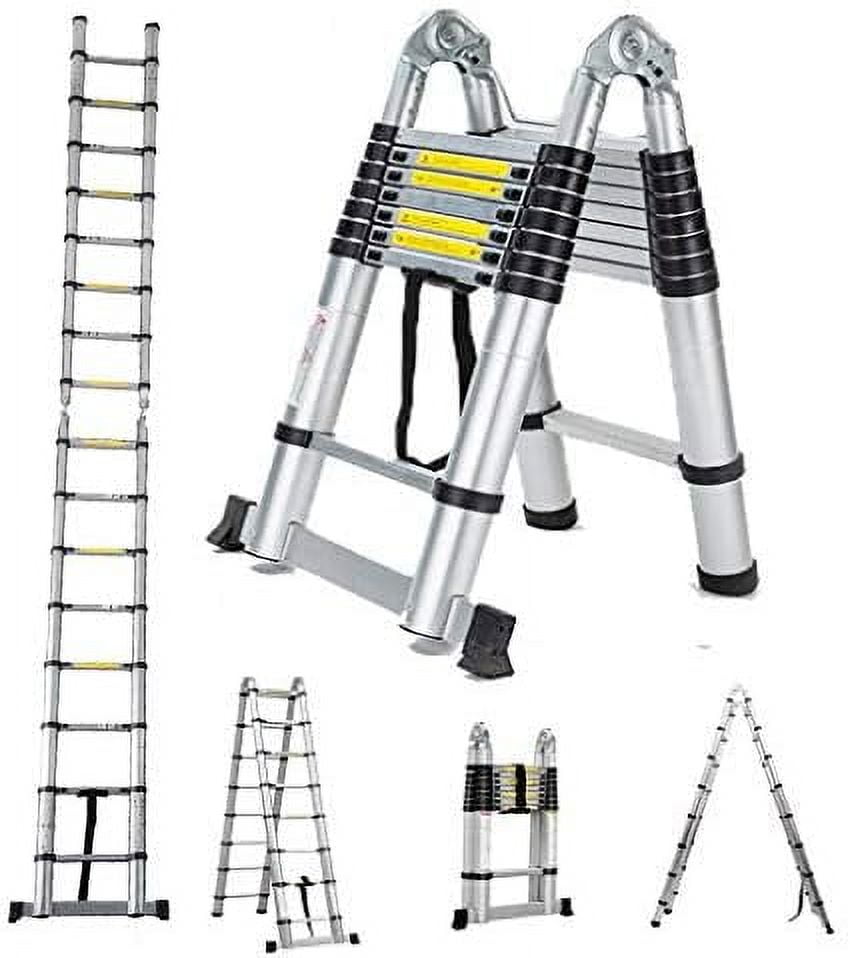 5M 16.4ft Telescoping Ladder Aluminum DIY Extension Ladders Heavy Duty ...