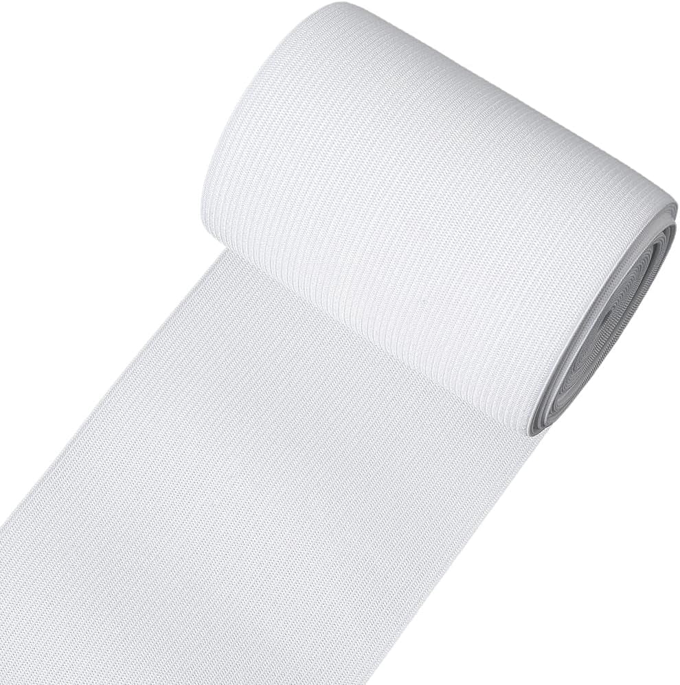 5M 4 Inch White Elastic Band Spool Heavy Stretch High Elasticity Knit ...