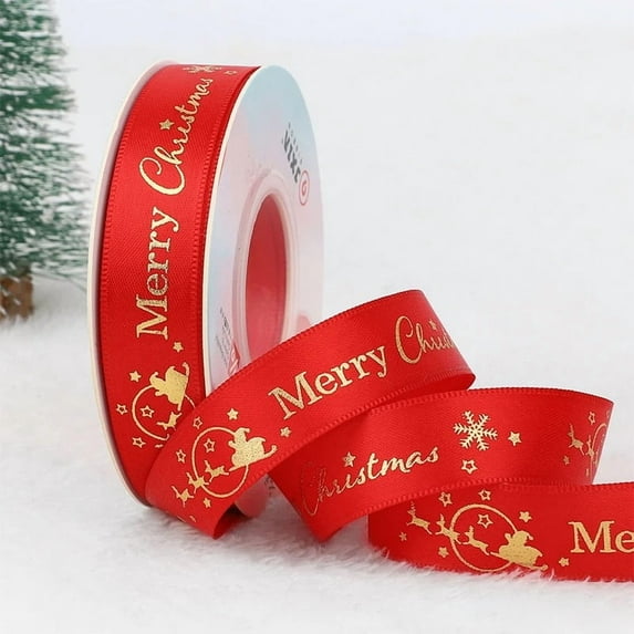5M Christmas Ribbon Printed Christmas Polyester Ribbon For Handmade ...