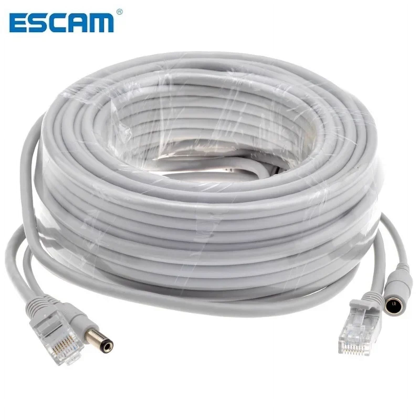 5M ESCAM Optional Gray CAT5/CAT-5e Ethernet Cable RJ45 + DC Power CCTV ...