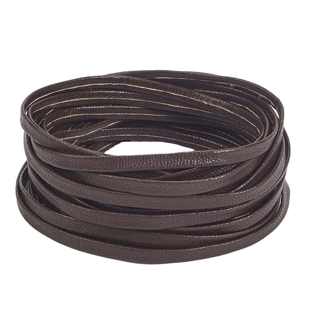5M Folding PU Leather Flat Cord Coconut Brown 5x1mm 5.47 Yards(5m ...