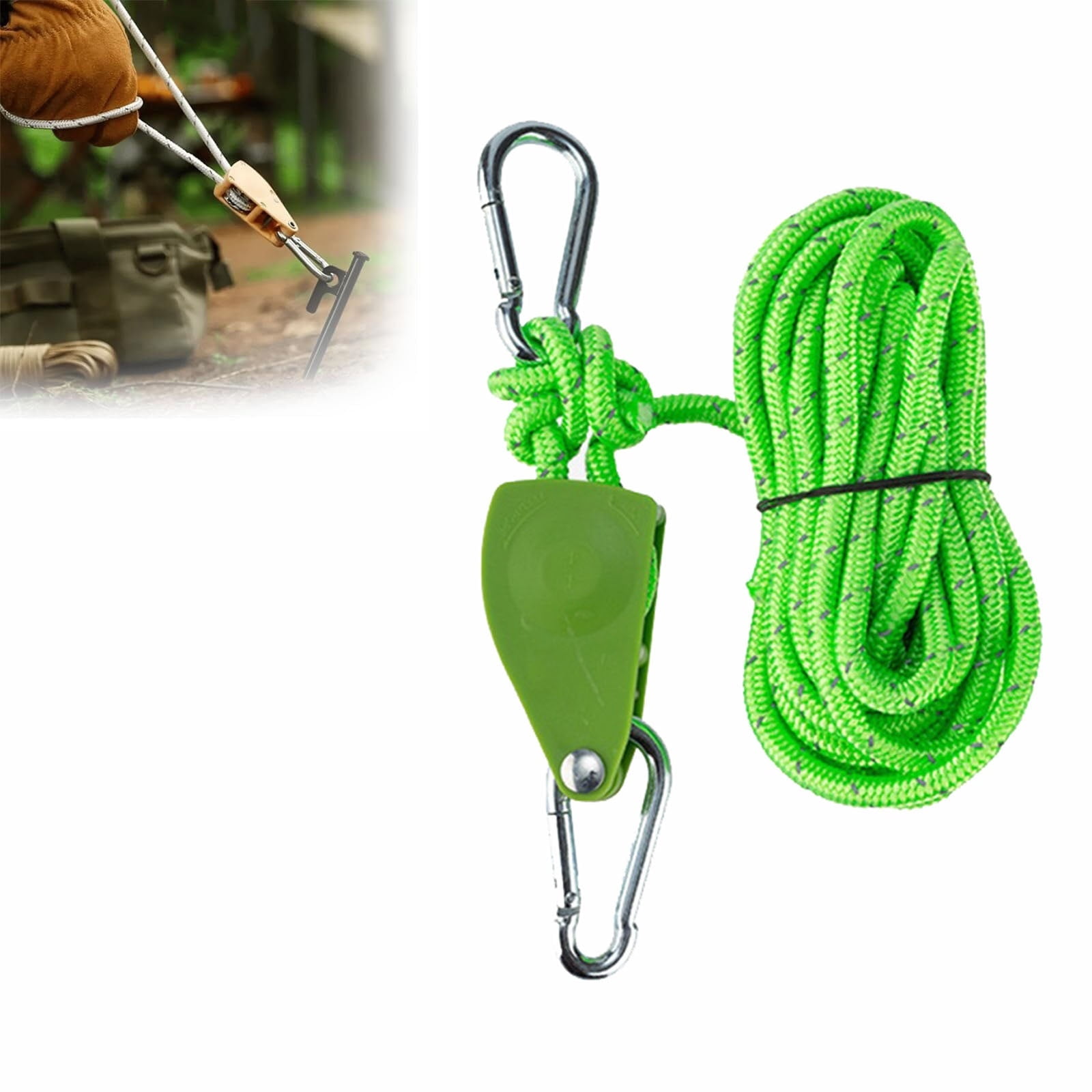 5M Outdoor Windproof Rope Camping Rope Nylon Rope Retractable Ratchet ...