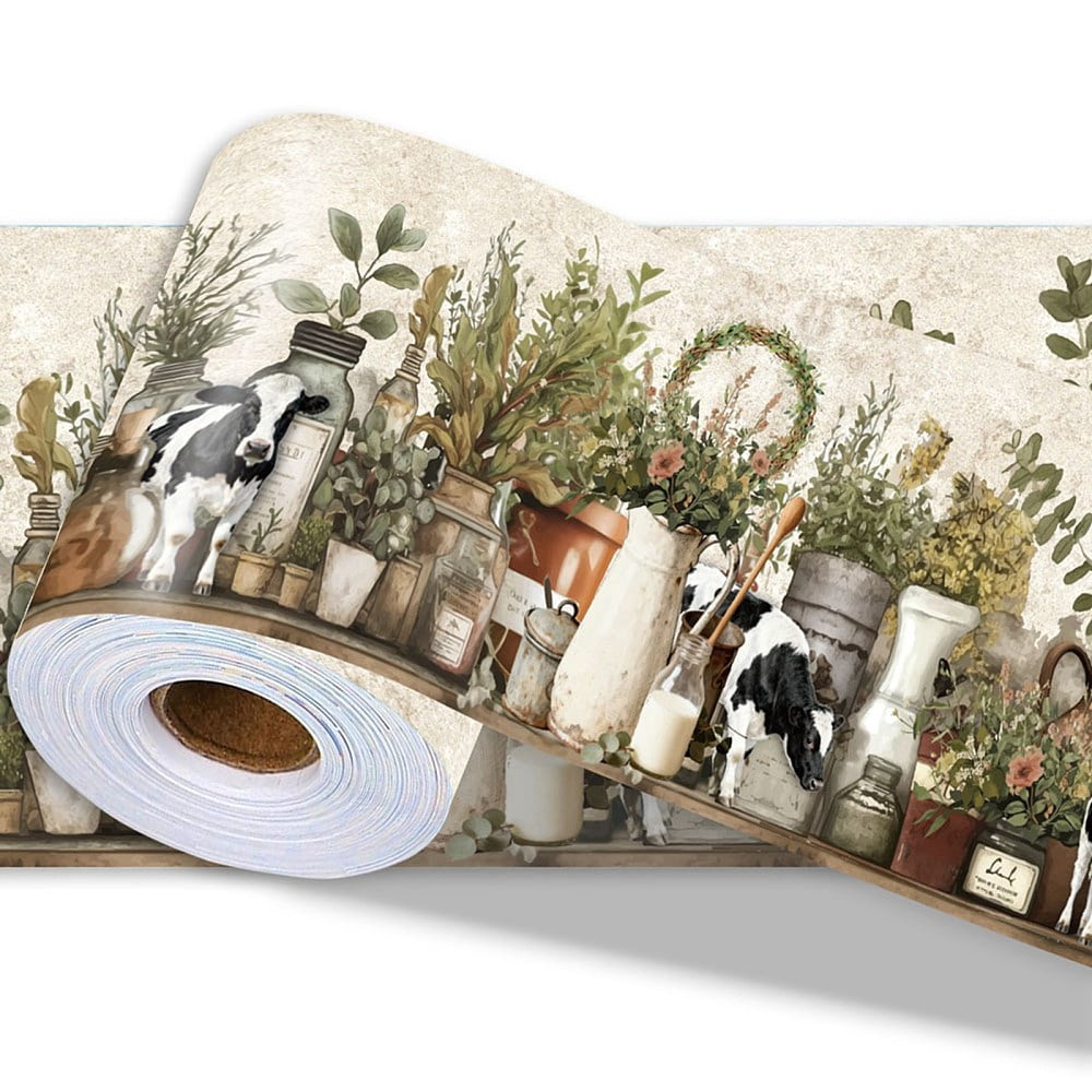 5M PVC Stickers Rectangle Wallpaper Border Stickers Cattle 100mm ...