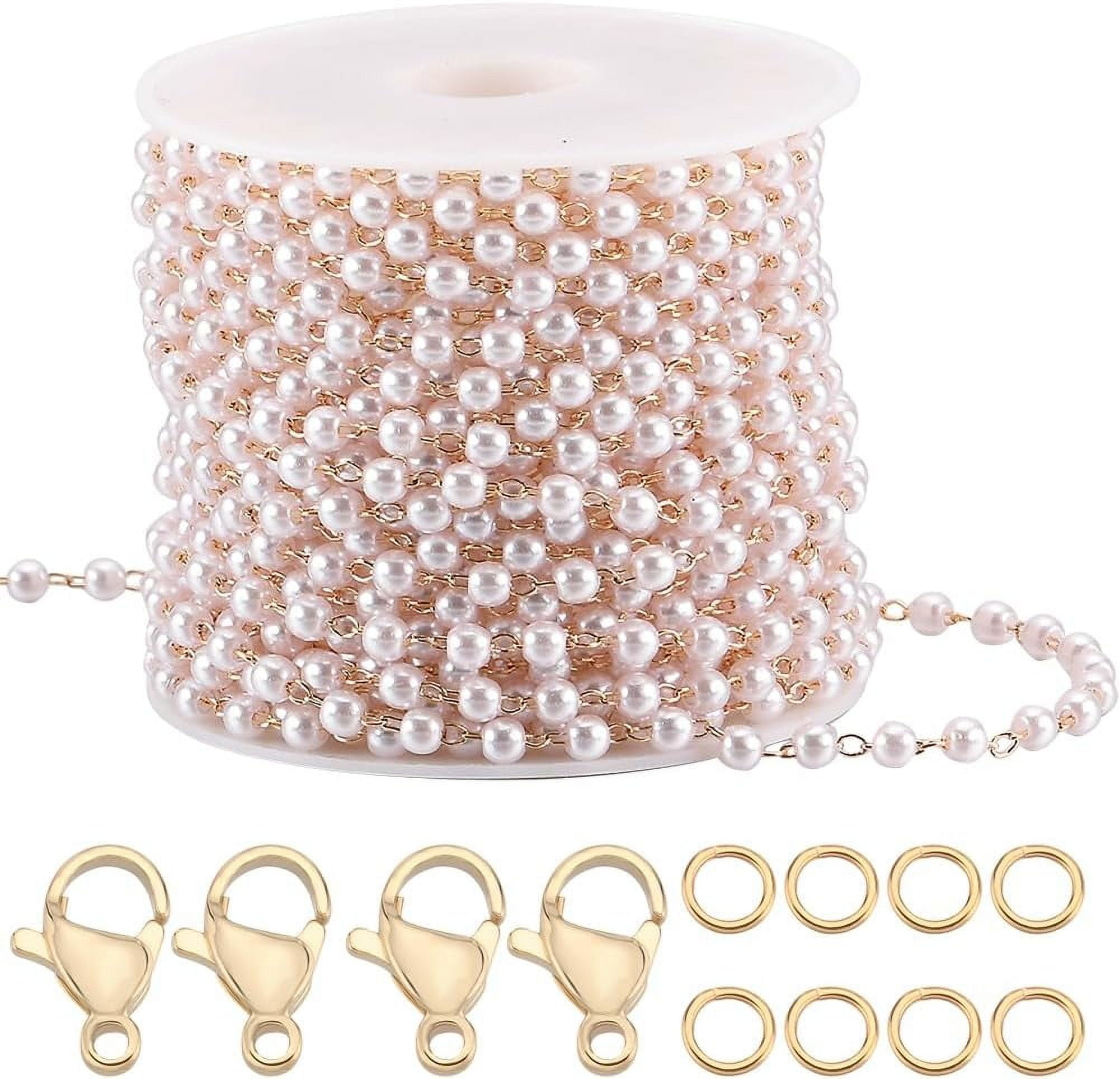 5M Pearl Beading Chain 18K Gold Plated Brass Cable Chain with 20Pcs ...