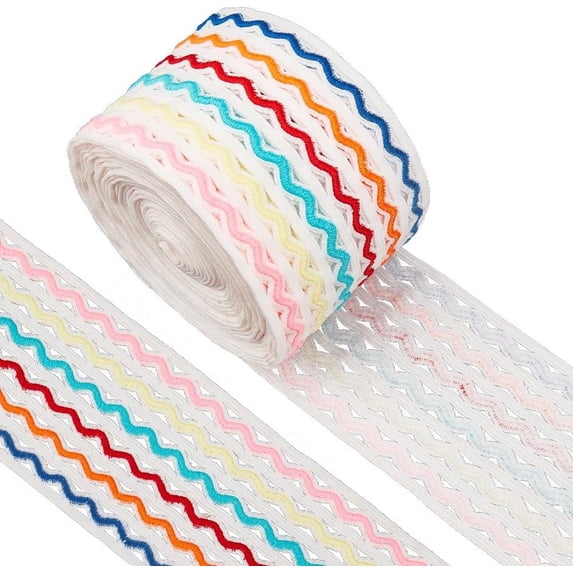 5M Rainbow Color Flat Polyester Wave Elastic Cord Clothes Accessories ...