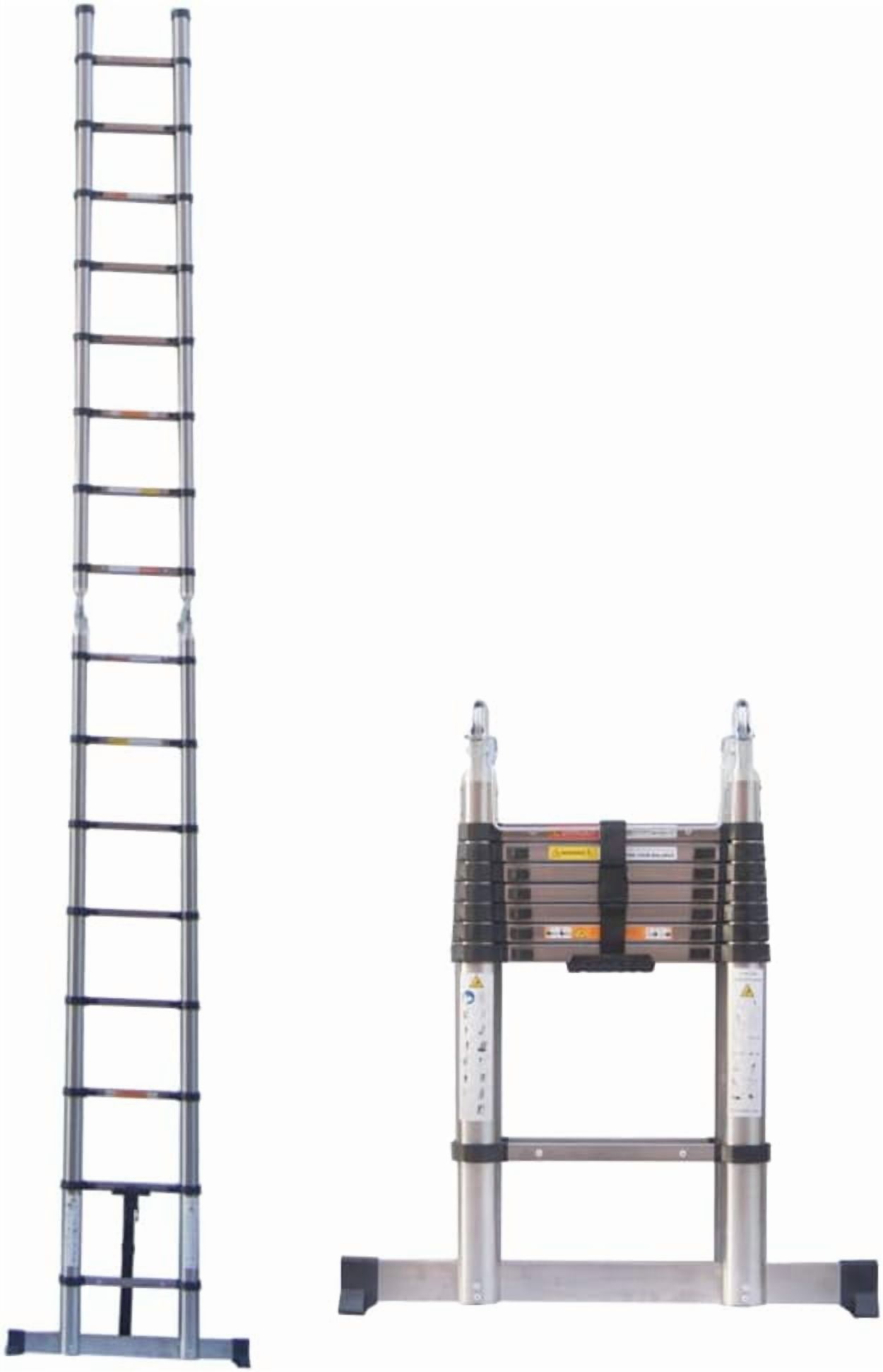 5M Stainless Steel Telescoping Ladder Extension Ladder, Multi-Purpose ...