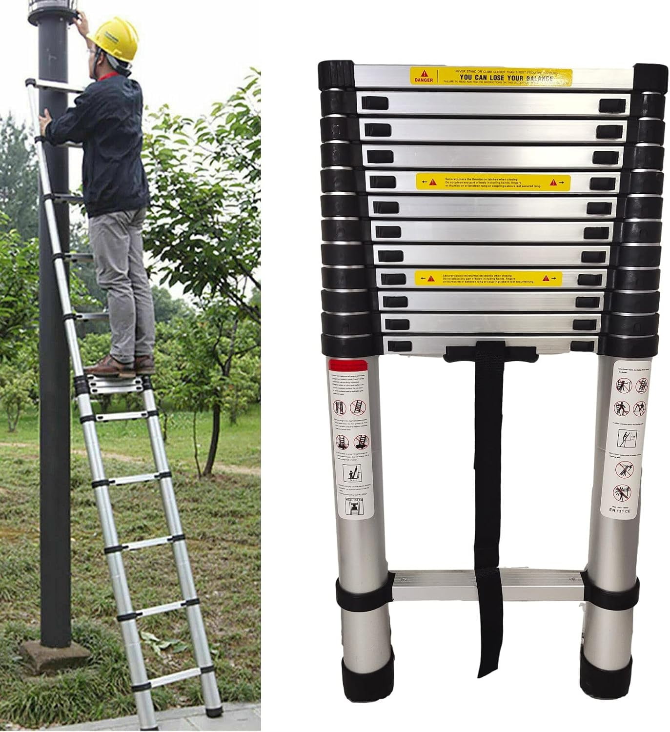 5M Telescopic Ladder 16.5FT Multi-Purpose Aluminium Telescoping Ladder ...