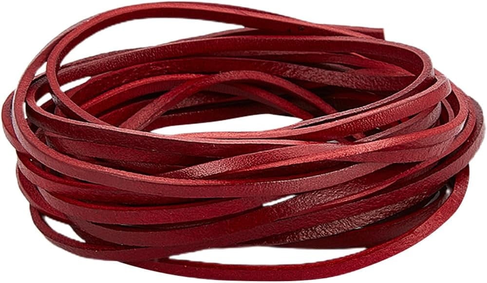 5M x 3mm Flat Leather Cord Genuine Leather Strip 2mm Thick Cowhide ...