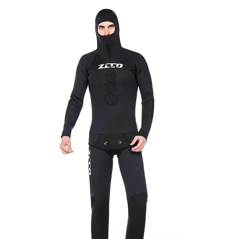 5MM CR Neoprene 2-Piece Hooded Spearfishing Wetsuit - Camouflage Blind ...