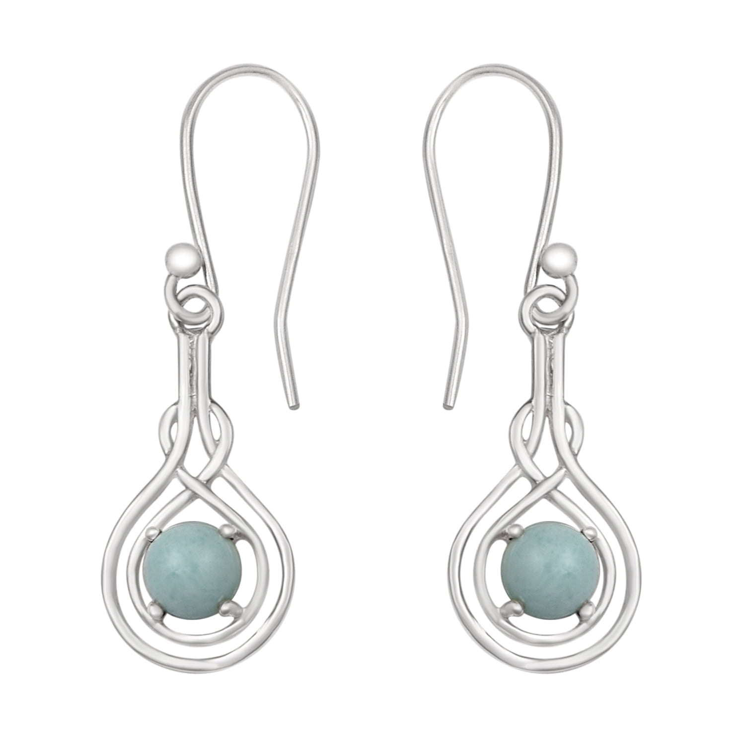 5MM Round Larimar 925 Sterling Silver Tear Drop Dangle Women Wire ...