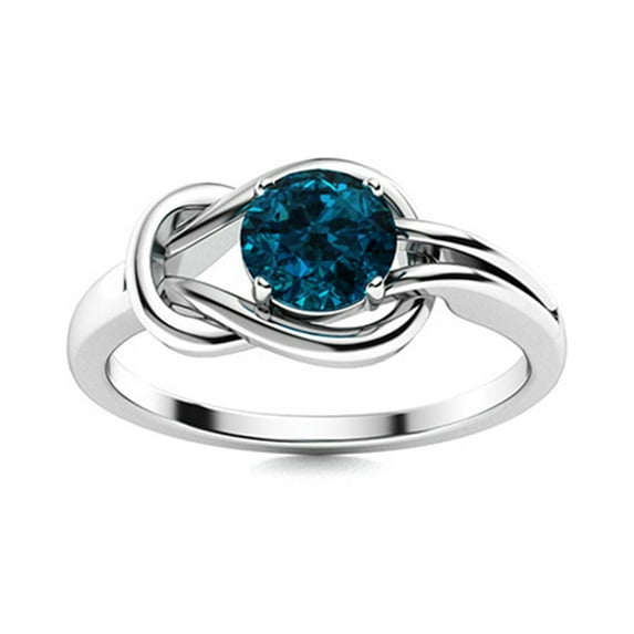 5MM Round London Blue Topaz Infinity Love Knot 925 Sterling Silver ...