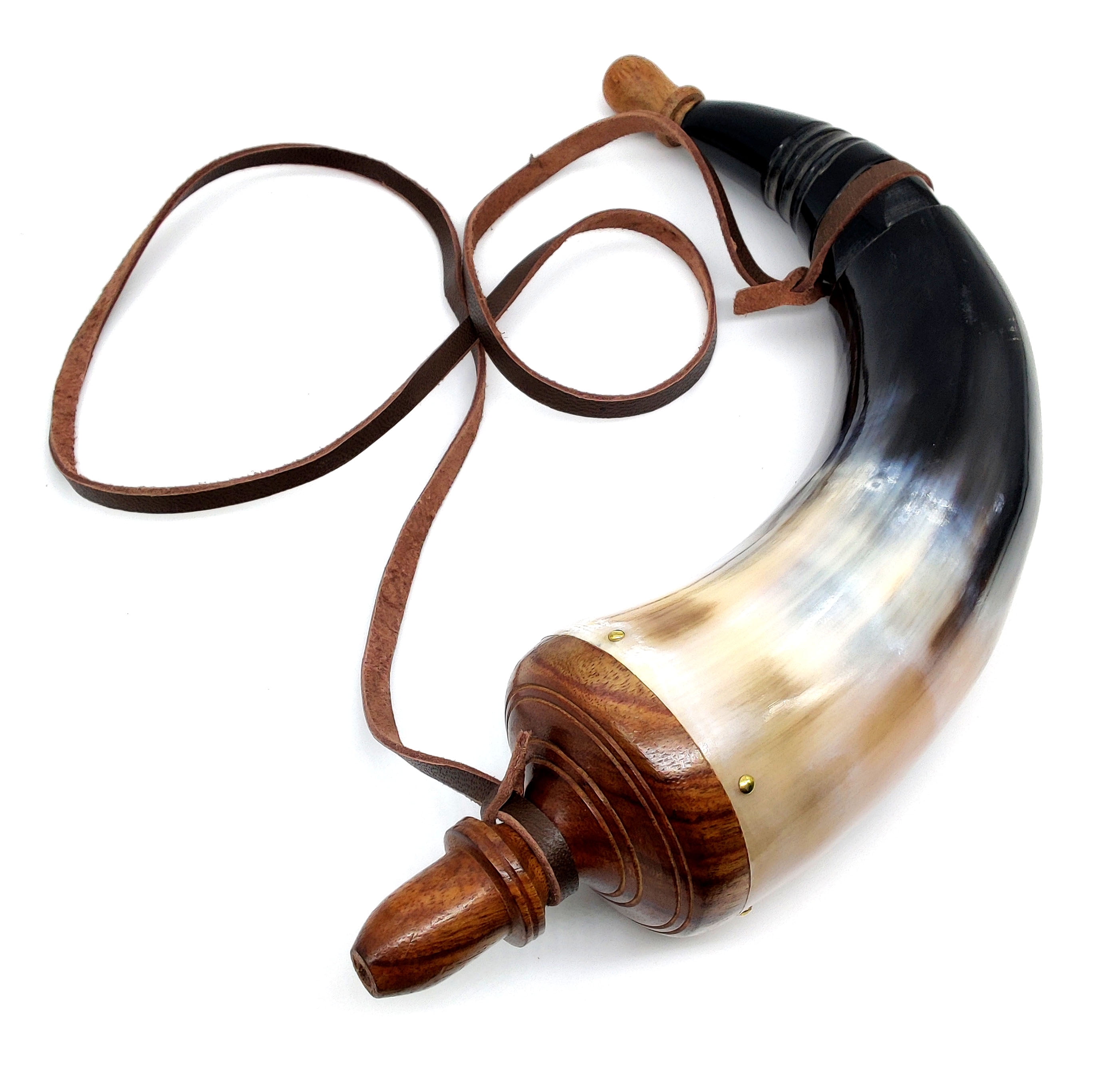 5MOONSUN5's Hand Carved Powder Horn with Leather Strap for Civil War Re ...