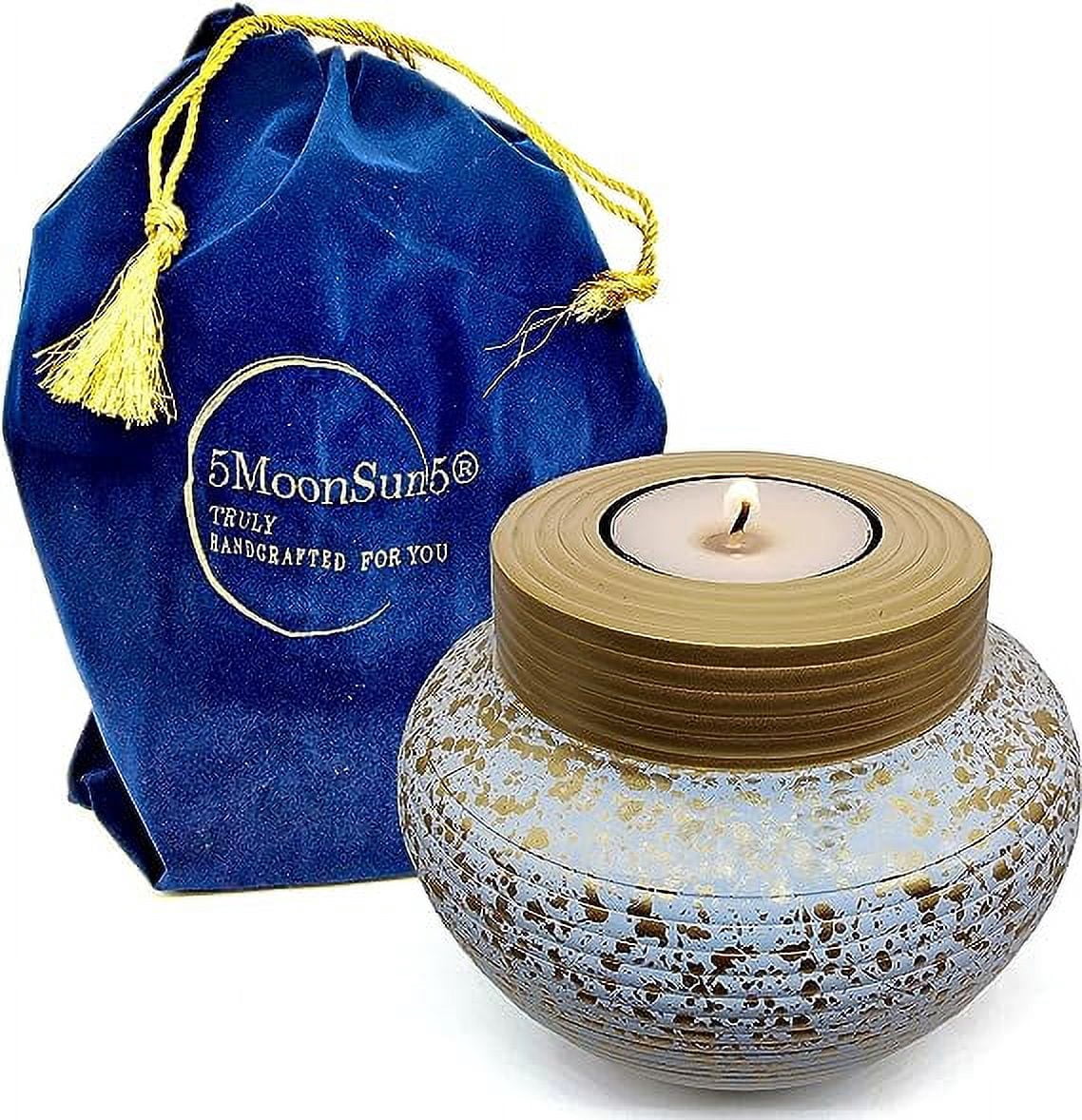 5MOONSUN5's White & Gold Candle Decorative Urn - URN for Human Ashes ...
