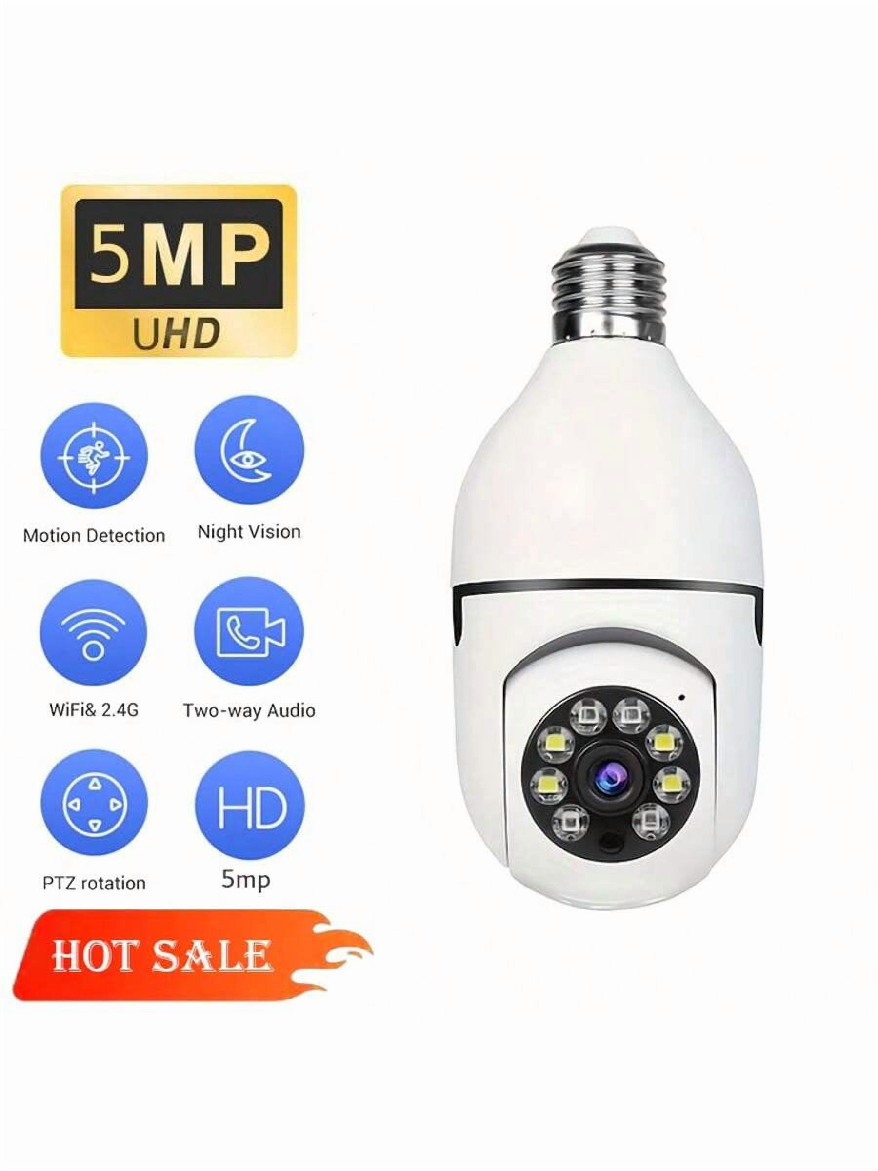 5MP 3K Light Bulb Security Camera Outdoor/Indoor, Wireless WiFi IP PTZ ...