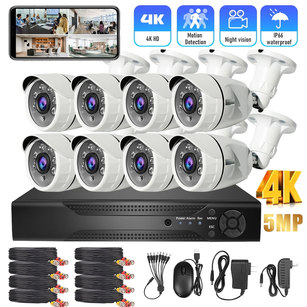 5MP 4CH/8CH DVR 1080P FHD Outdoor CCTV Home Security Camera System Kit ...