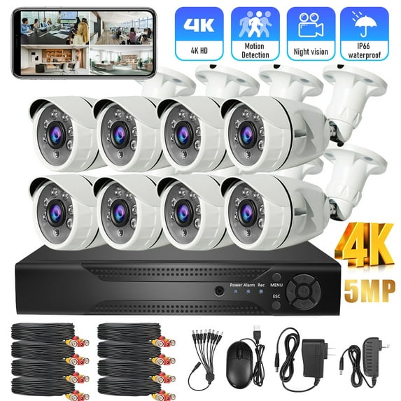 5MP 4CH/8CH DVR 1080P FHD Outdoor CCTV Home Security Camera System Kit ...