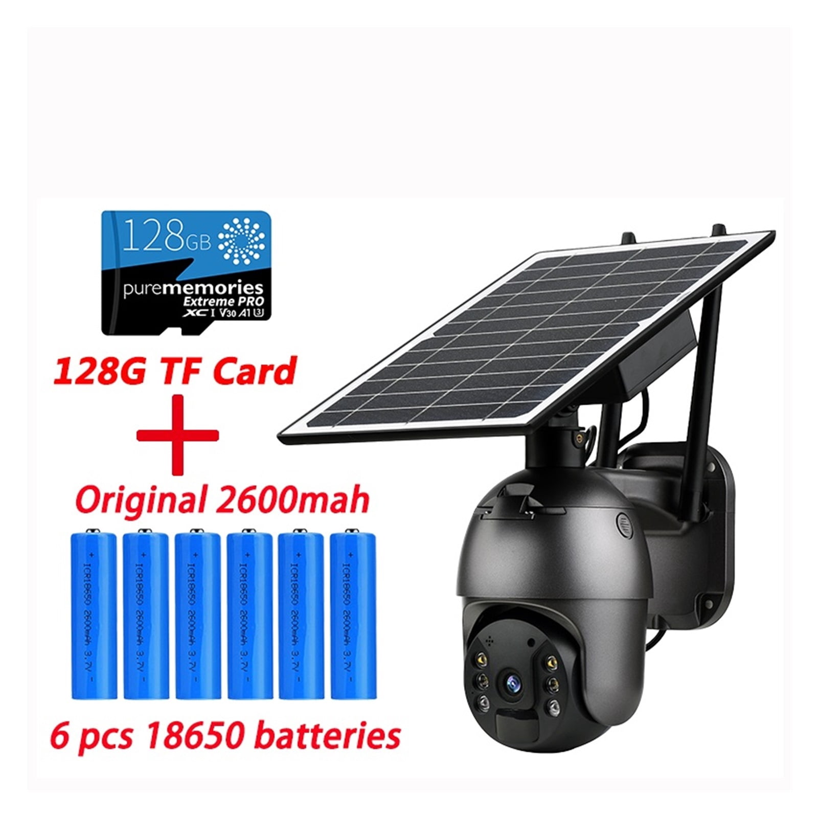 5MP 4G SIM Card Slot 360 8W Solar Camera PTZ Outdoor PIR Detect Night ...