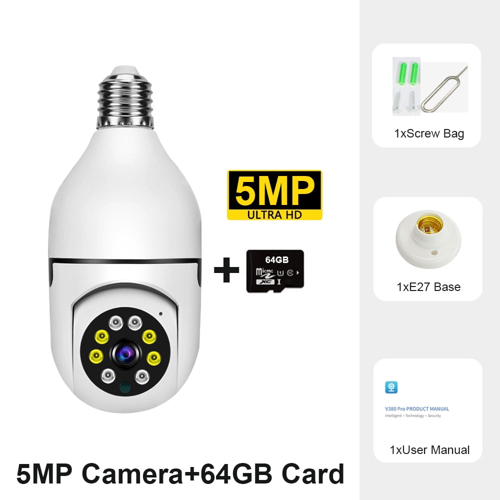 5MP E27 Bulb Camera WiFi Indoor Video Surveillance Home Security Lamp ...