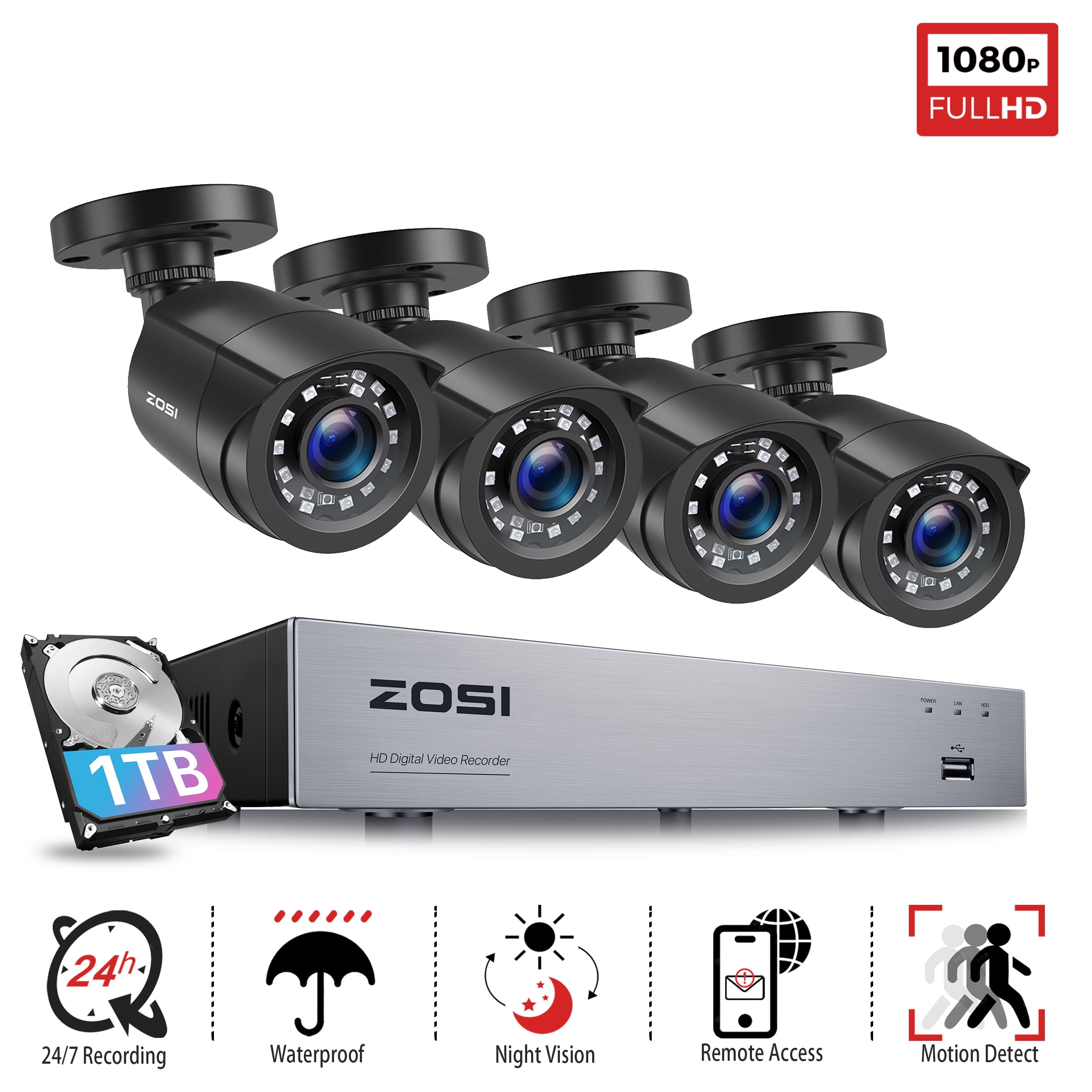Free Shipping! 5MP Lite Security Camera System, ZOSI H.265+ 8CH DVR ...