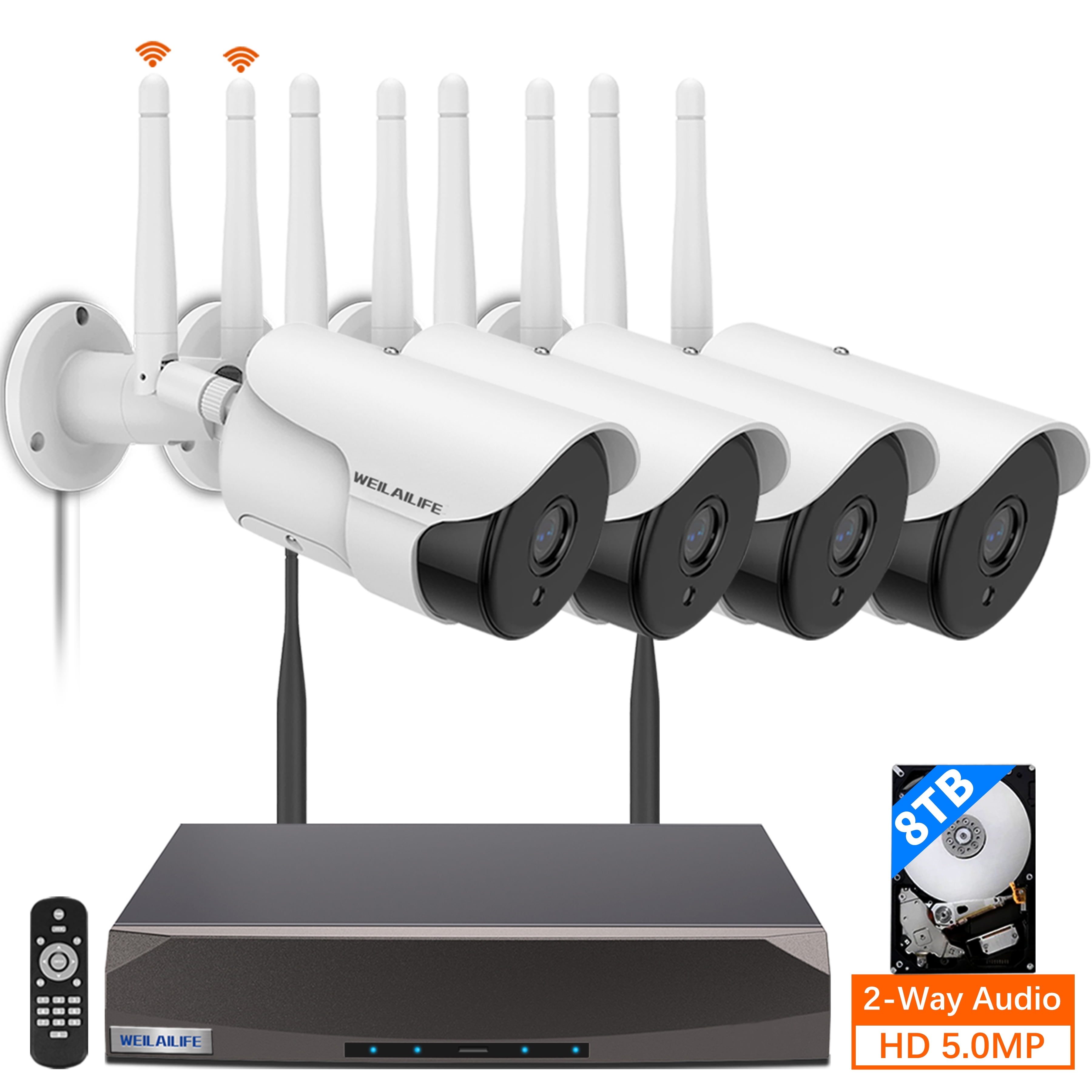 WEILAILIFE Wireless Security Camera System with Dual Antennas,5MP WiFi ...