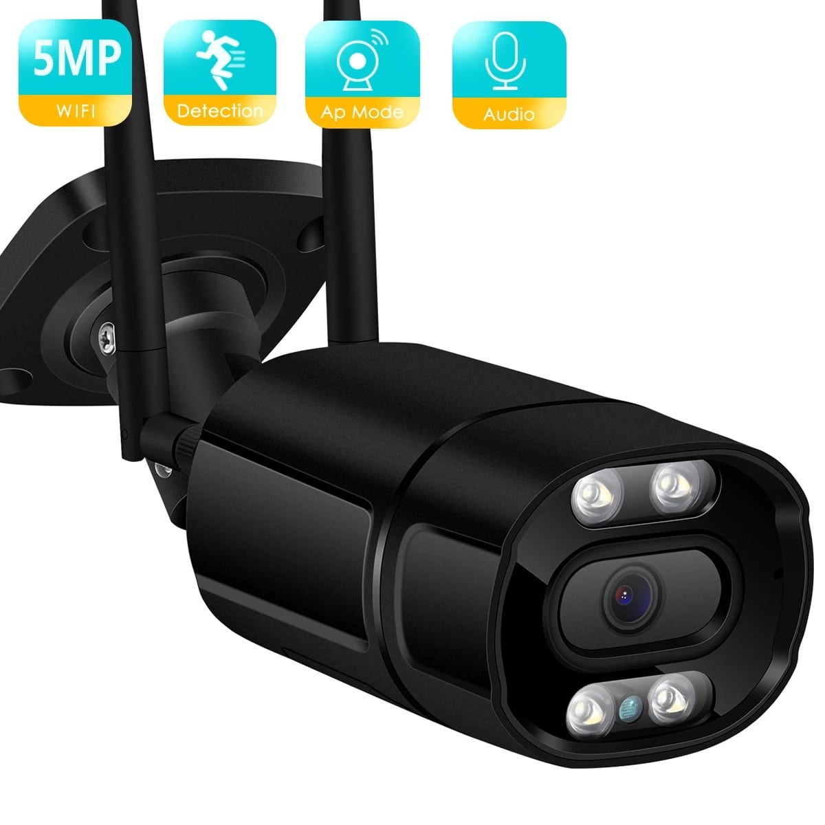 5MP Wifi Camera IP Outdoor Ai Human Detect Audio HD IP Camera Color ...