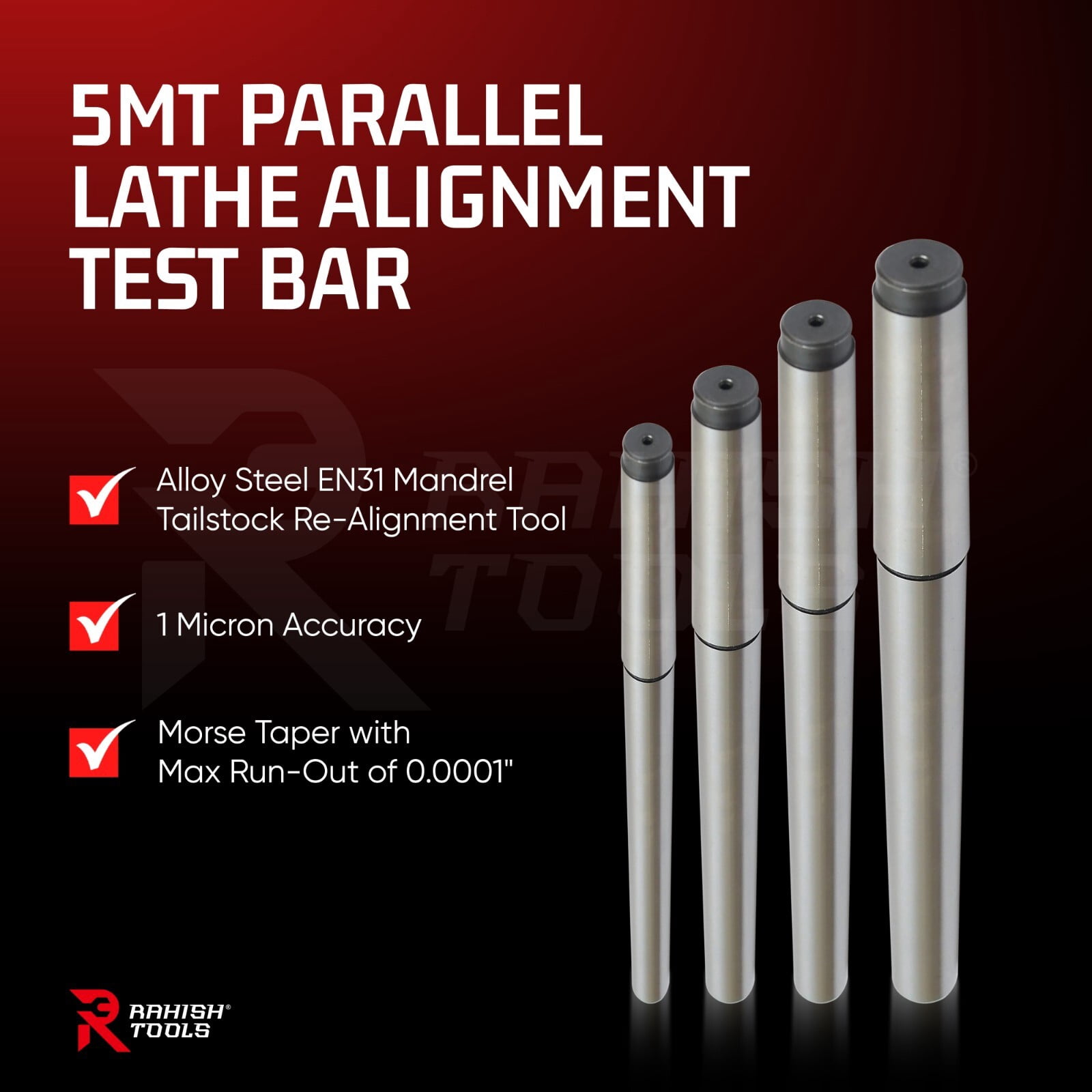 5MT Lathe Alignment Test Bar Alloy Steel Over All Length 17-1/2"Inch ...
