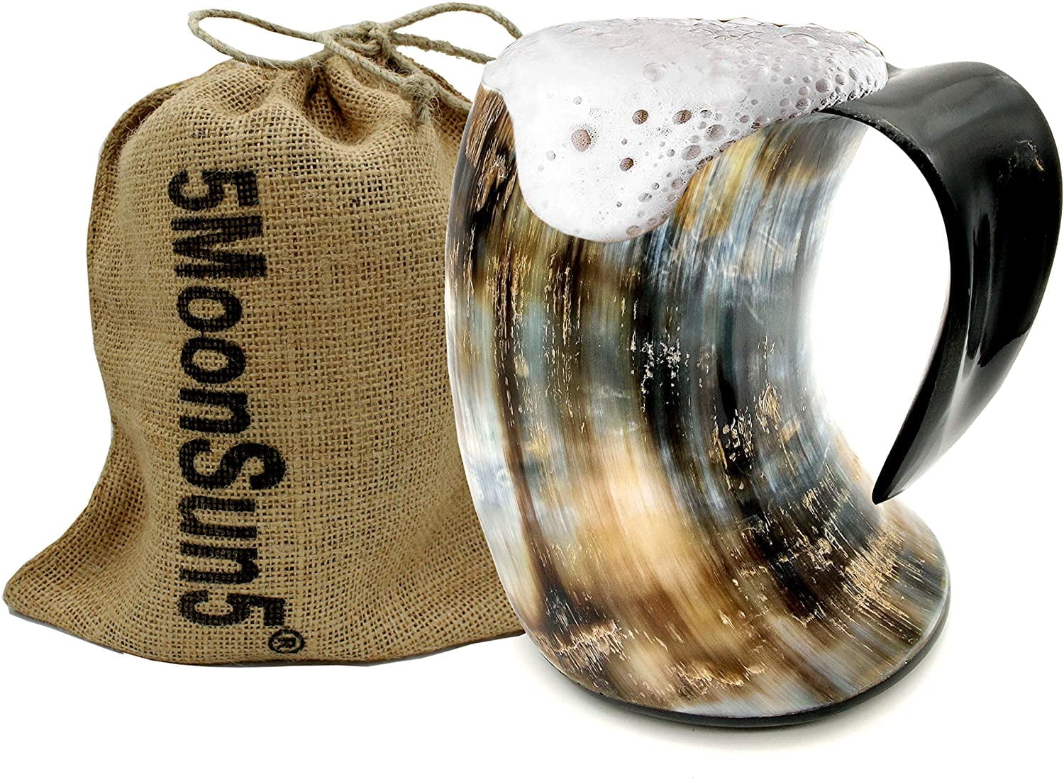 5MOONSUN5’s Handcrafted Viking Drinking Horn Mug - Medieval Style Ale ...