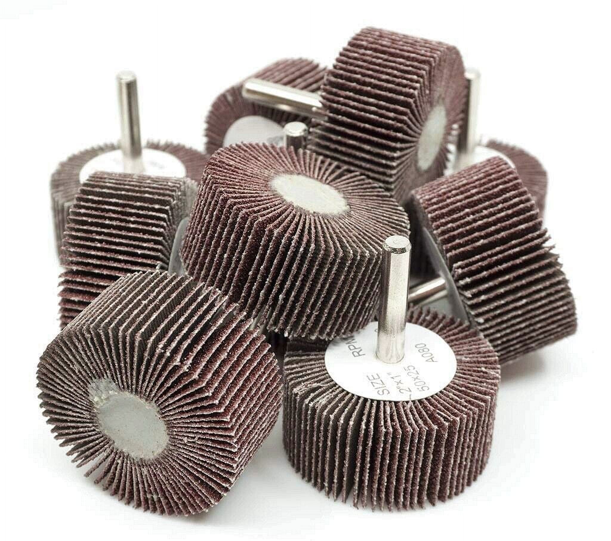SATC 5 pack 2x1x1/4" 80 Grit Flap Wheel Sander for Drill Mounted ...