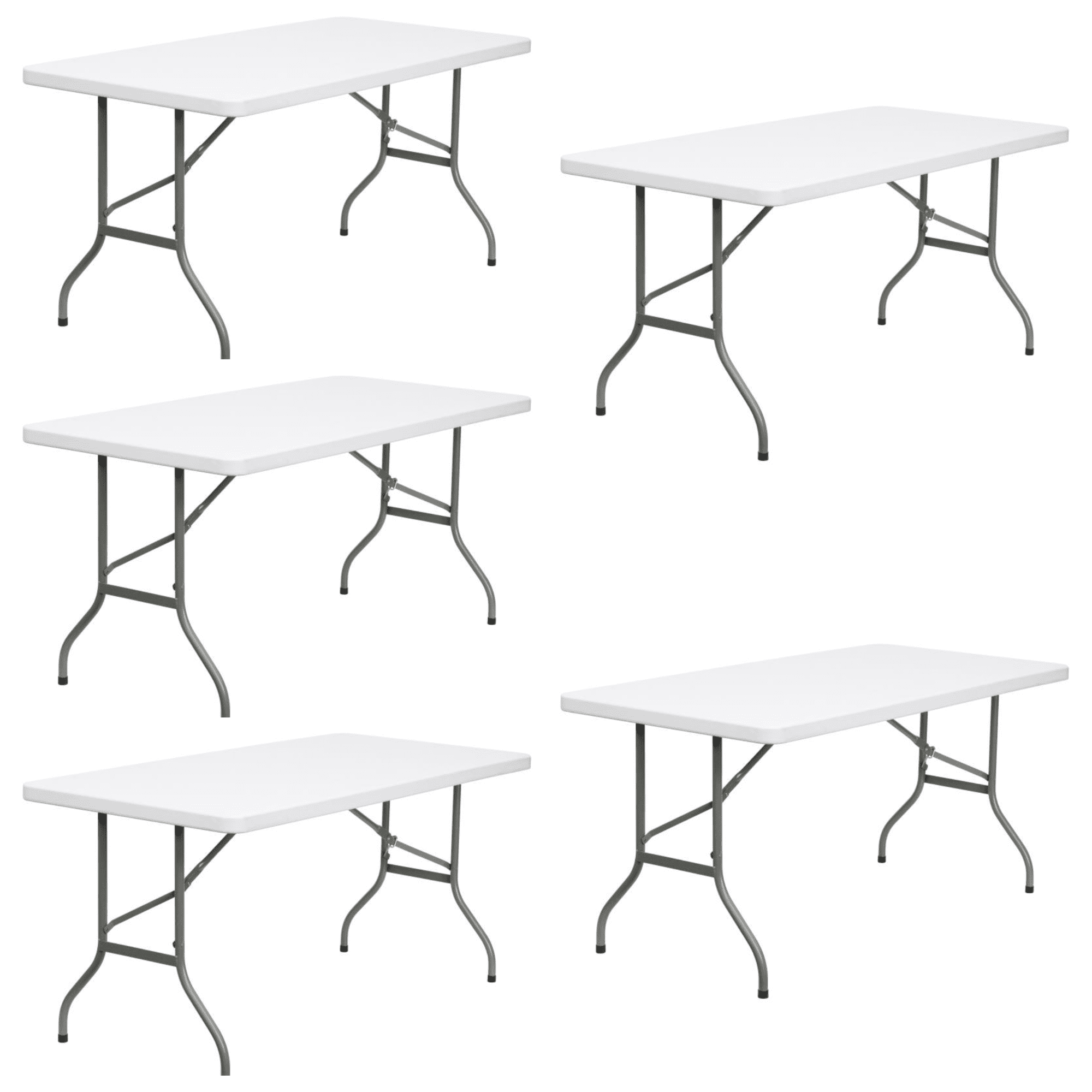 (5PACK) 30'' X 60'' Rectangular Granite White Plastic Folding Table ...