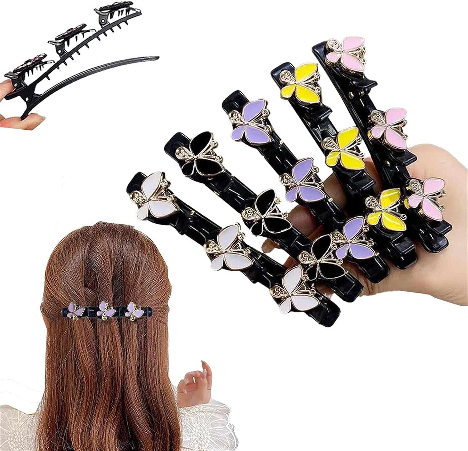 5PACK Butterfly Braided Hair Clips, Satin Fabric Hair Bands, Butterfly ...