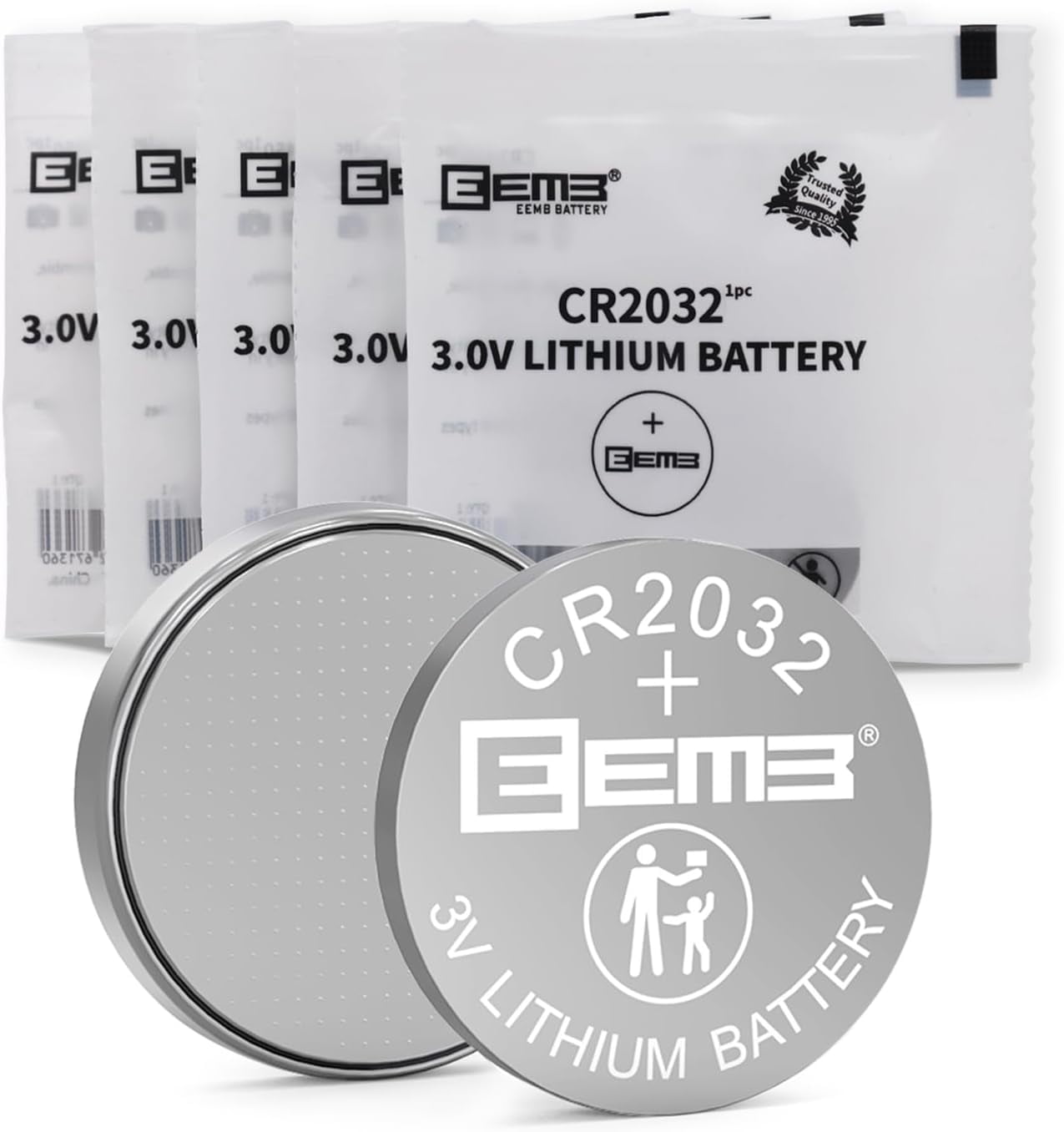 5PACK CR2032 Battery - High Performance 3V Batteries, Button Coin Cell ...