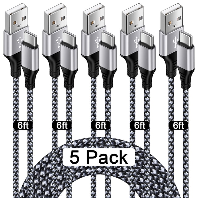 5PACK Type C Charger Fast Charging Cable 6ft 6 feet,HopePow Usb A to ...