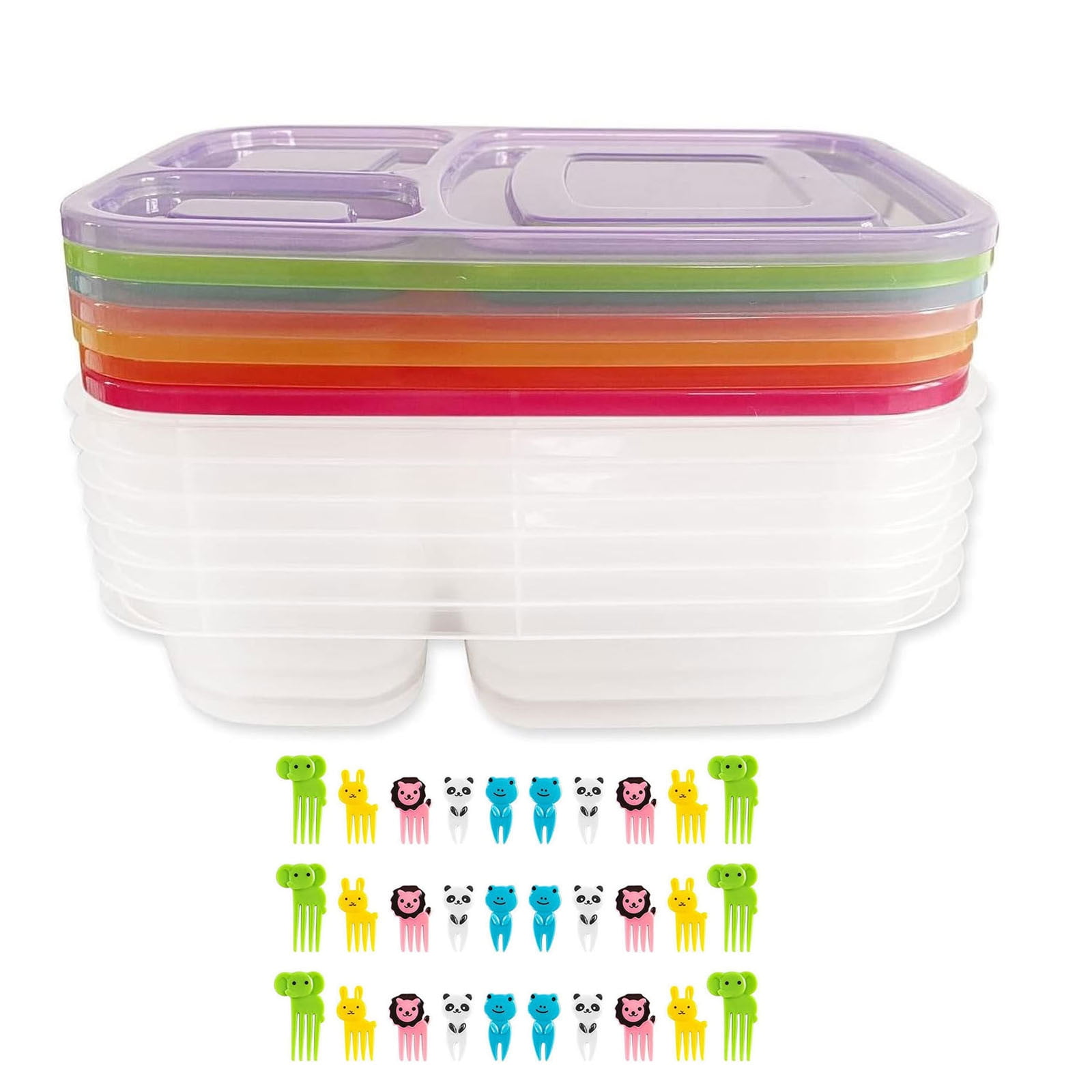 5PC/7PC Food Grade Compartment Lunch Box Plastic Fresh-keeping Lunch ...