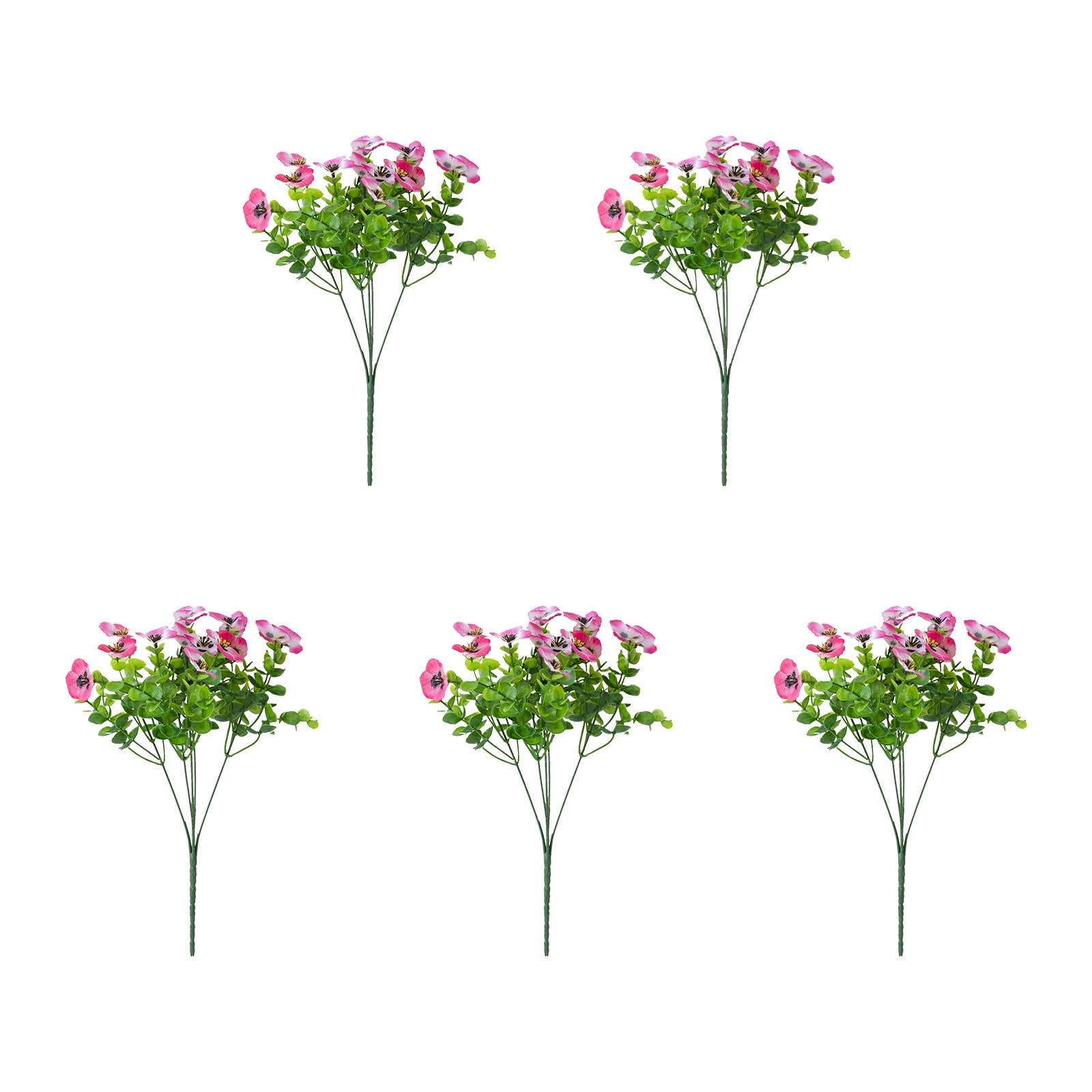 5PC Assorted Artificial Flowers - Eucalyptus Leaves & Pansies for ...